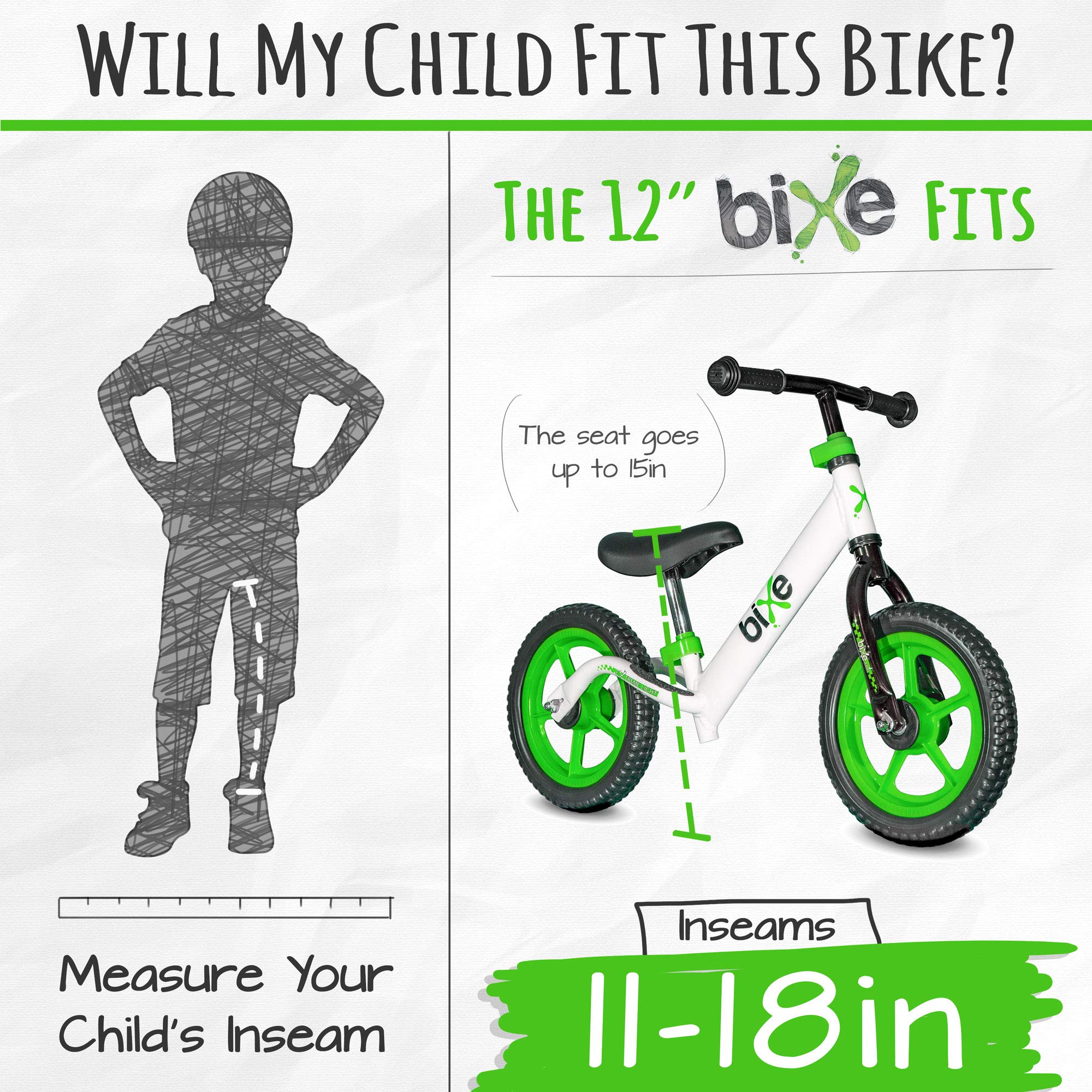 Buy Bixe: Green (Lightweight - 4LBS) Aluminum Balance Bike for Kids and ...