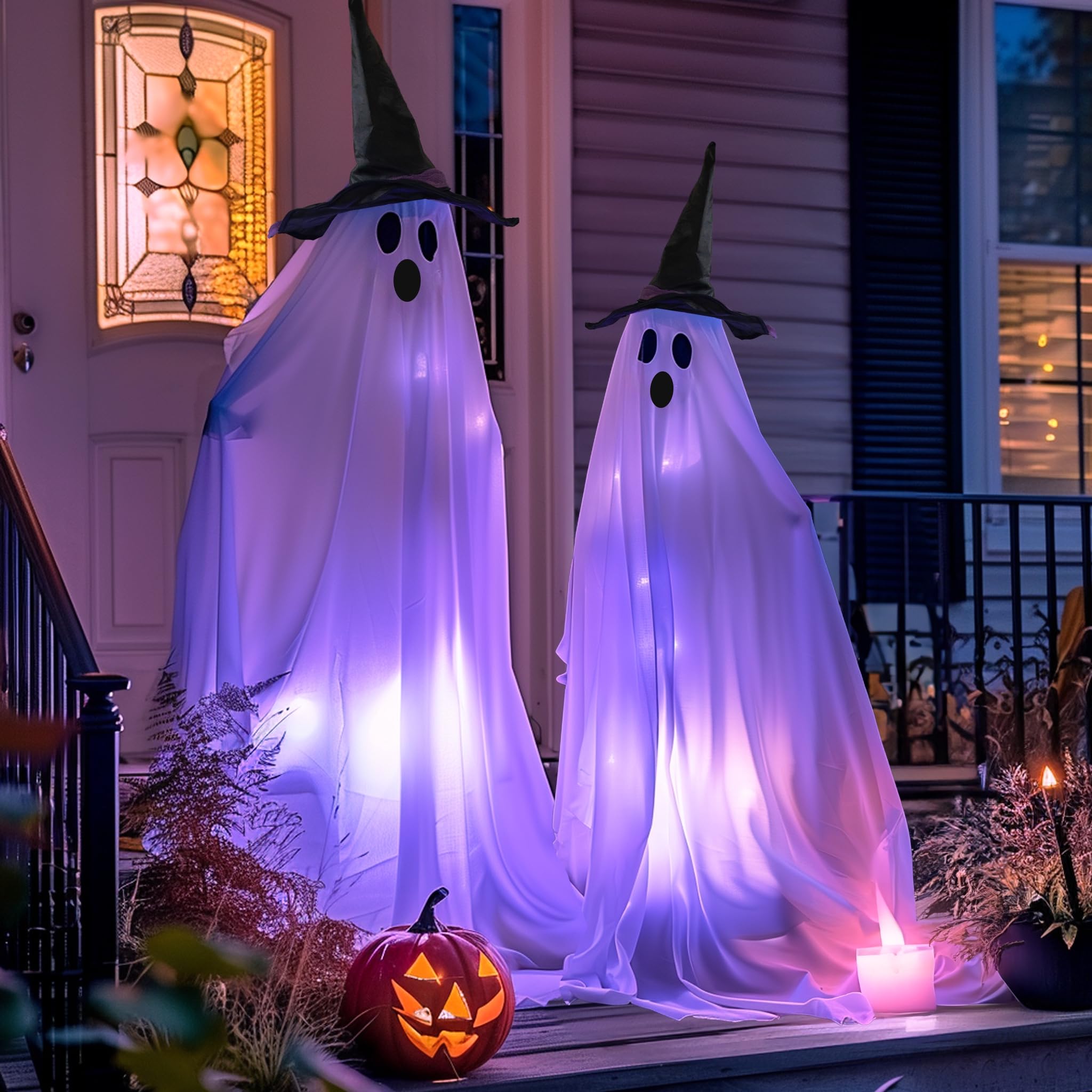 Amazon.com: Hourleey 2 Pack Standing Lighted up Ghosts Halloween ...