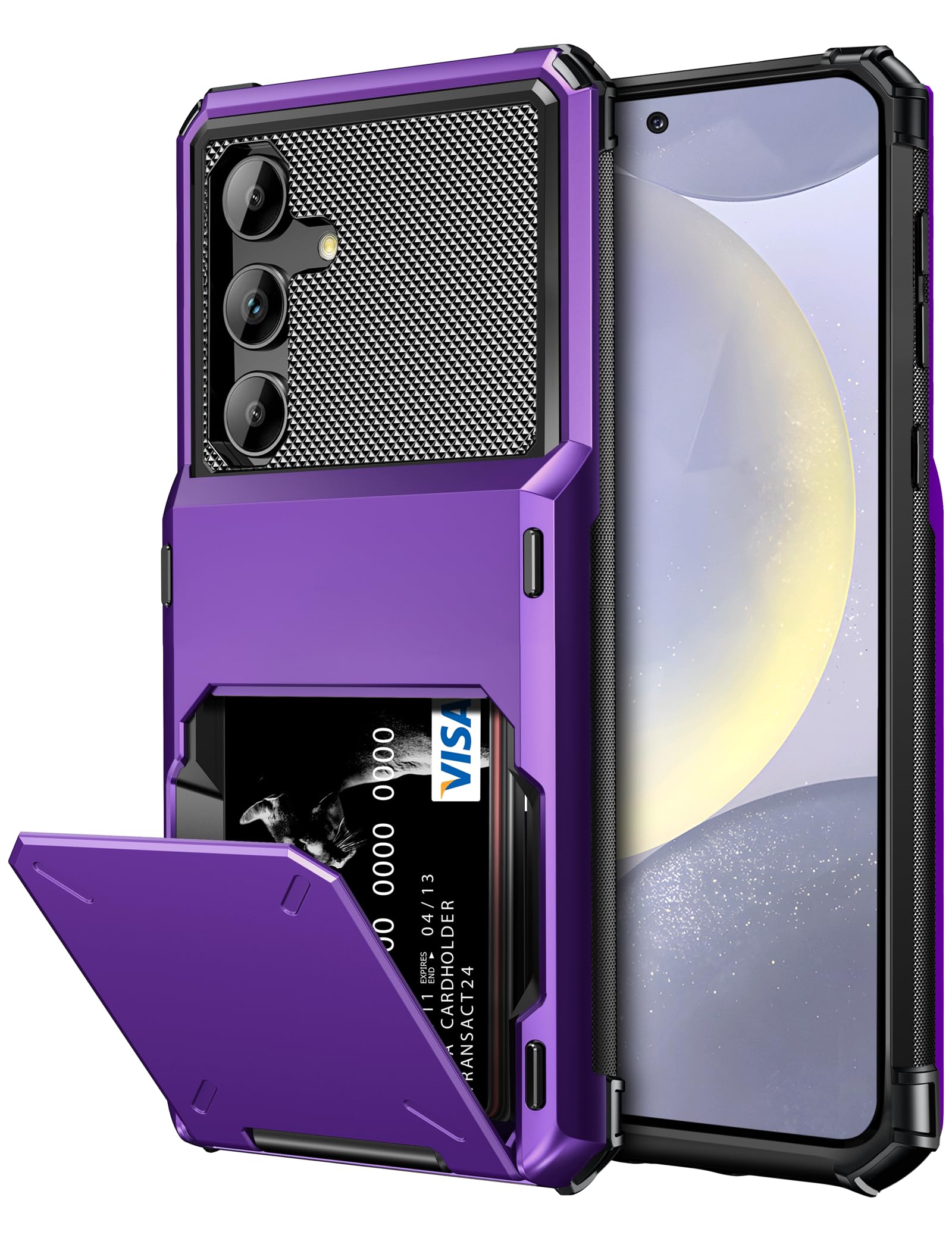 Amazon.com: Vofolen for Samsung Galaxy S24 Plus Case with Card Holder [Store 4 Cards] Dual Layer ...