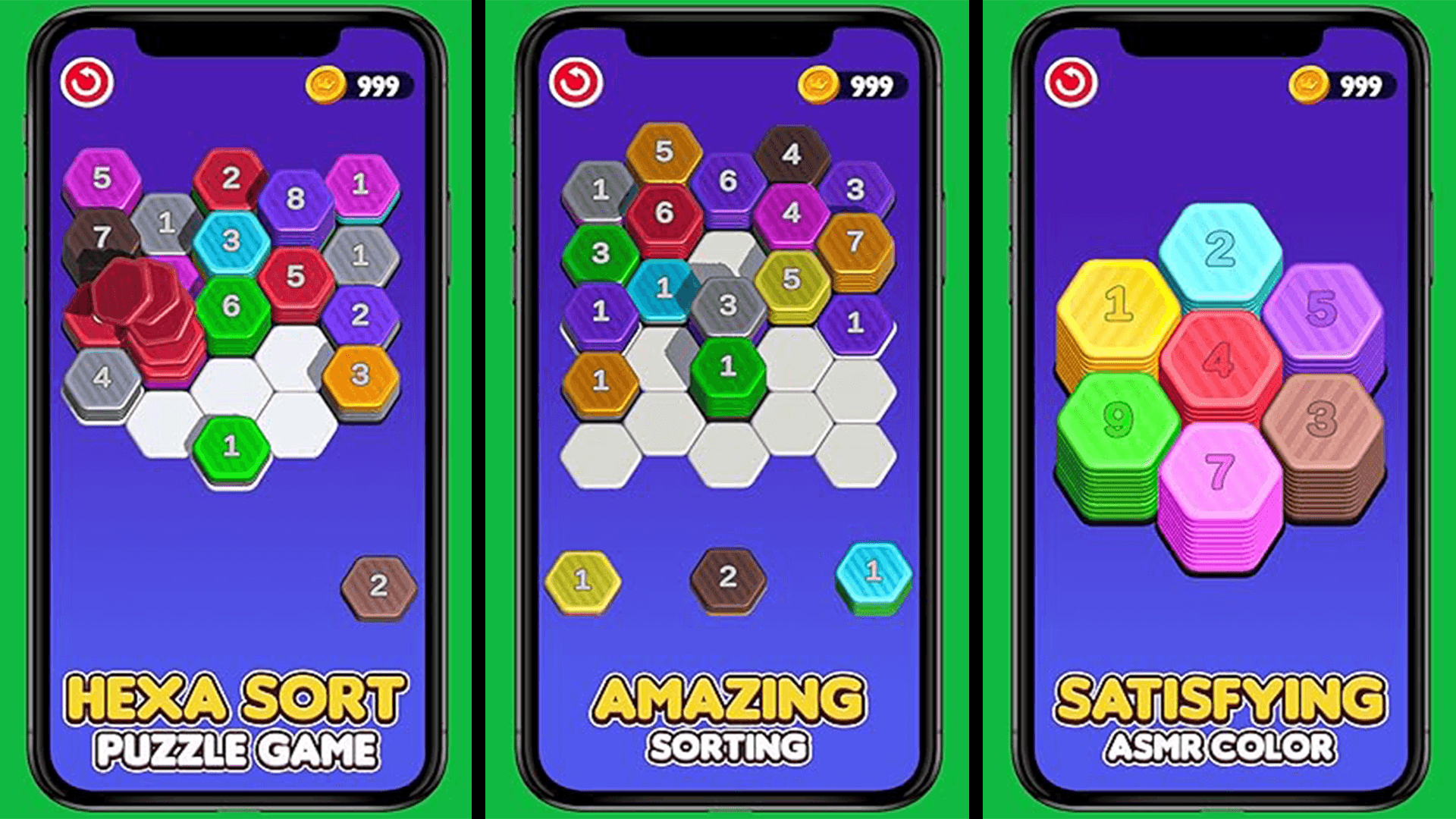 Hexa Sort Stack Number Count Master: 2248 Numbers Blocks Merge Puzzle ...