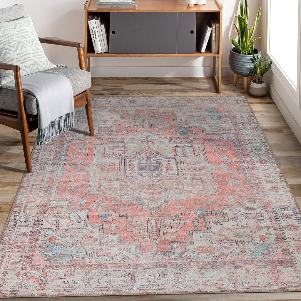 Adiva Rugs Machine Washable 6x9 Area Rug with Non Slip Backing for ...