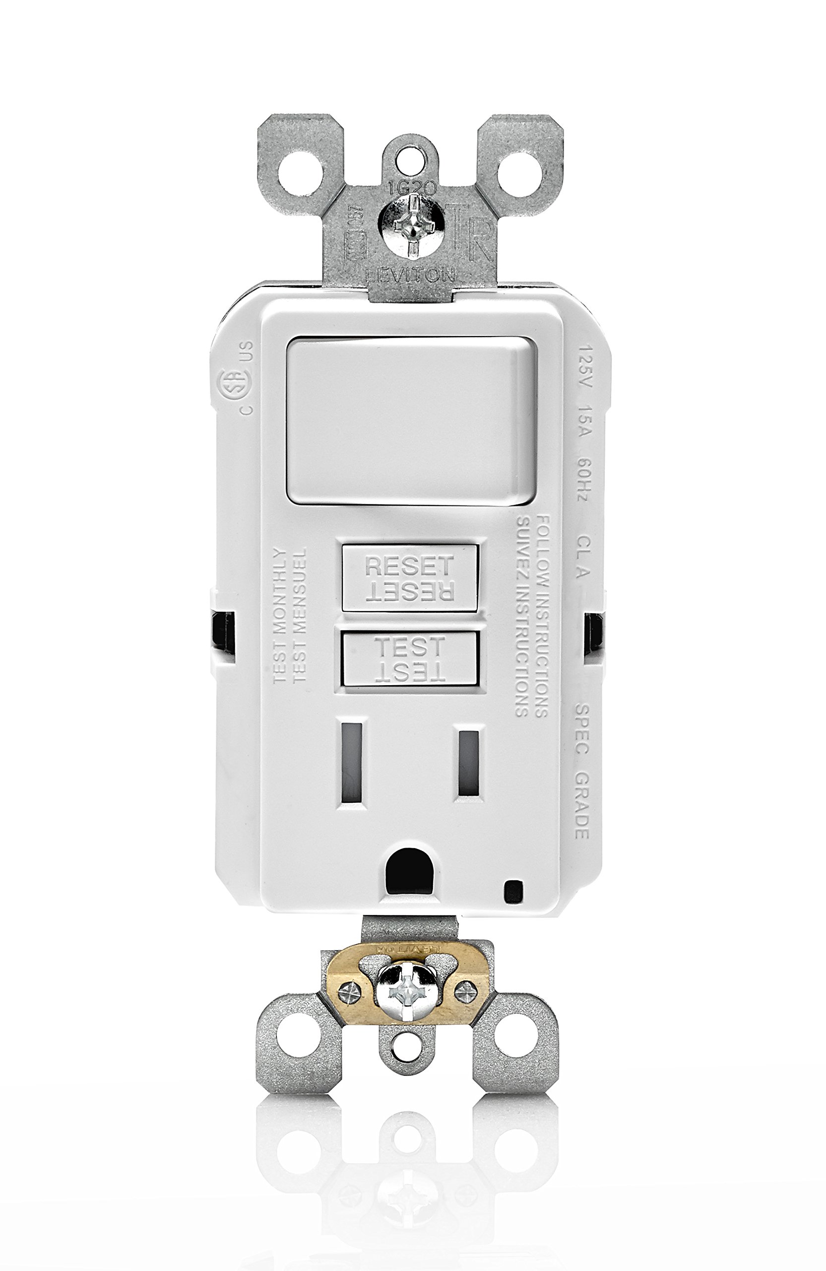 Leviton GFSW1-W 15-Amp Self-Test Smartlockpro Slim GFCI Combination ...