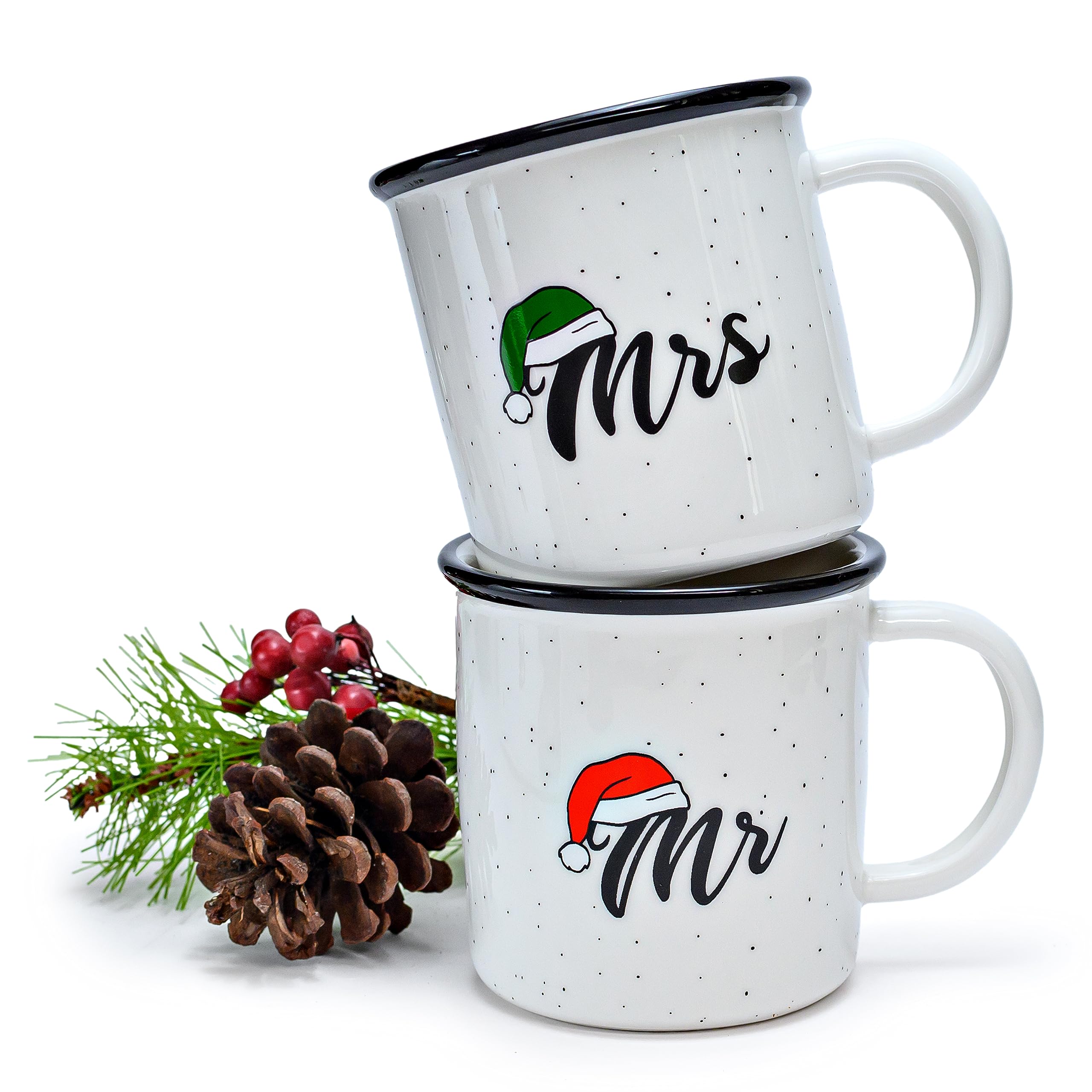 Amazon.com: Mr and Mrs Christmas Mugs Coffee Set 11 Ounce, Mr and Mrs ...