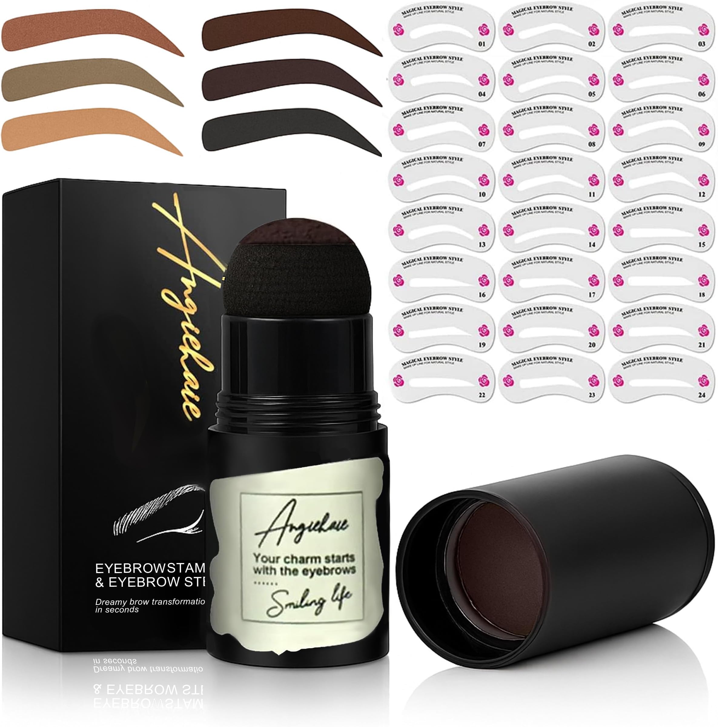 Amazon.com : Eyebrow Stamp Stencil Kit - Long-Lasting Eyebrow Powder ...