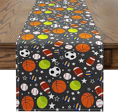 Amazon.com: Linen Baseball Table Runner 72 Inches Long Baseball Home ...