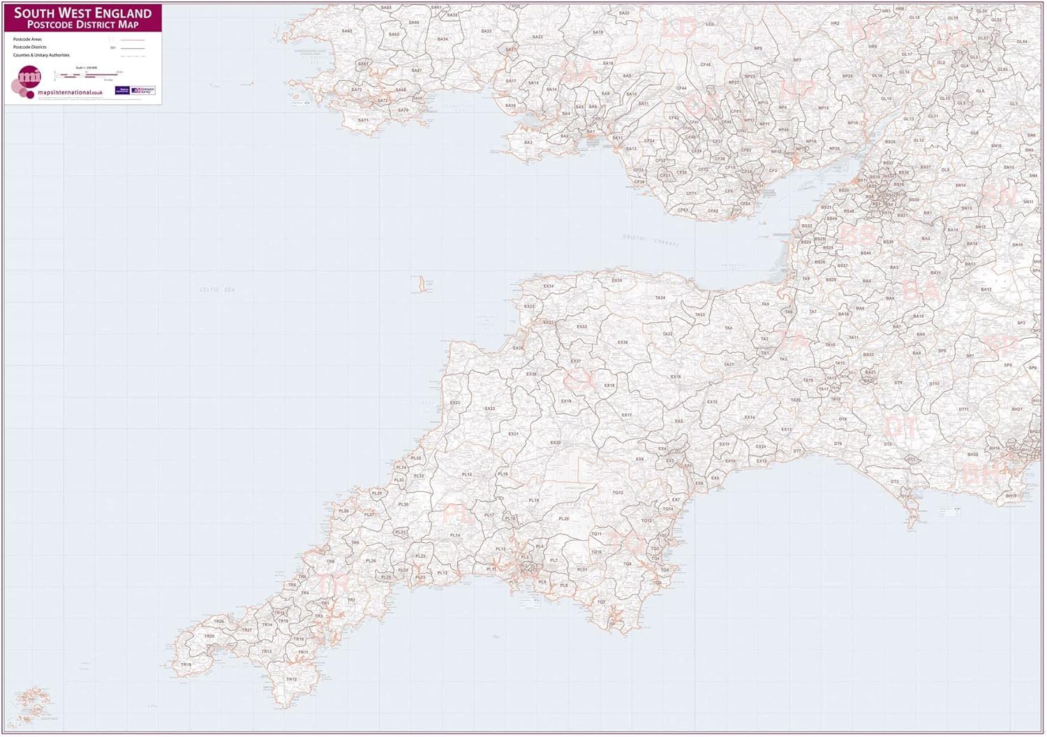 South West England Postcode District Map Laminated Amazon co uk south-west-england-postcode-district-map-laminated-amazon-co-uk