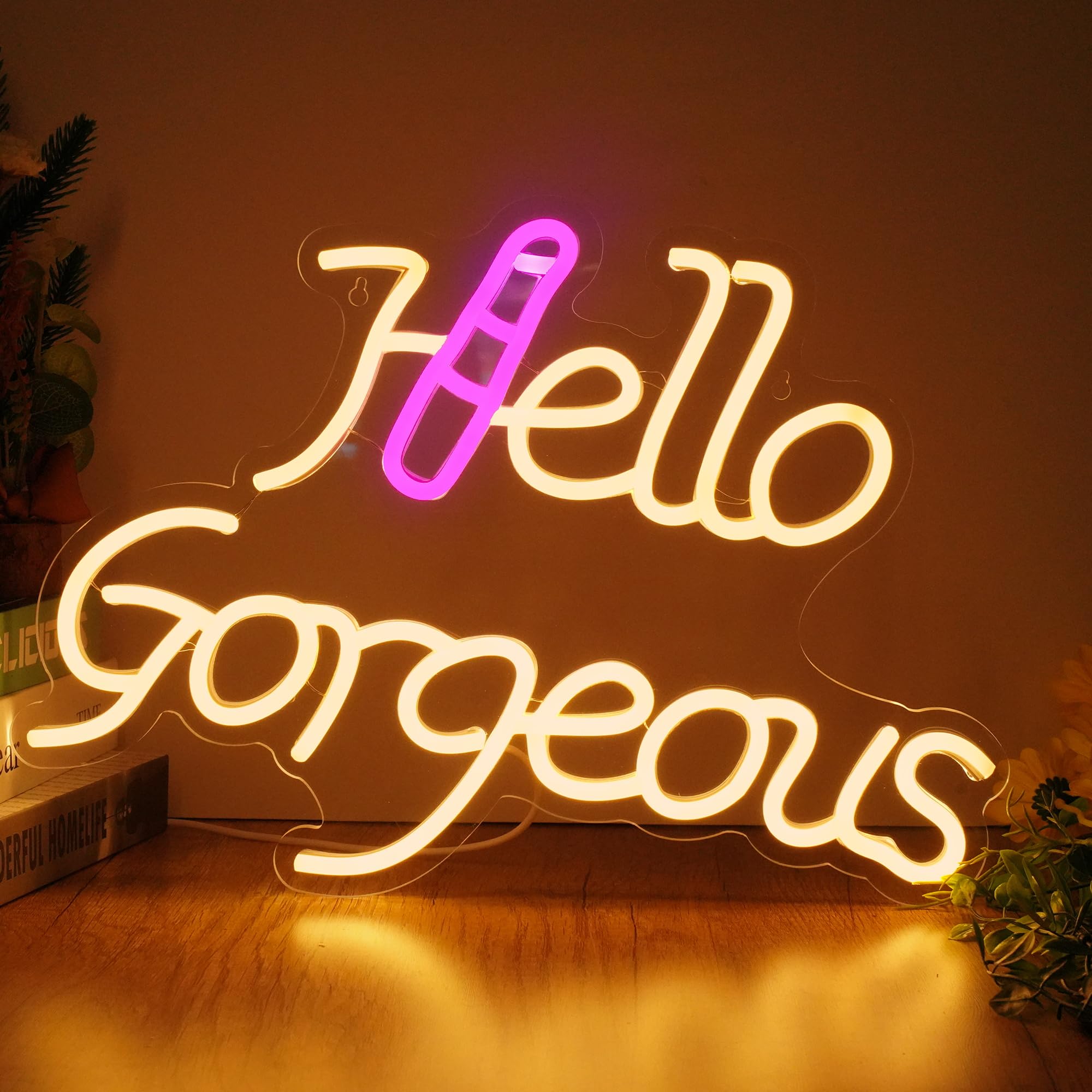 Snapklik.com : 16x12 Hello Gorgeous Neon Sign For Bedroom - Dimmable ...