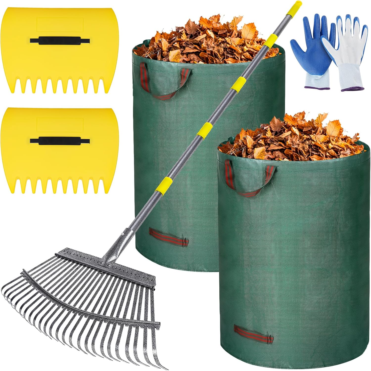 Amazon.com : Garden Rake for Leaves, 37"-73" Adjustable Handle Rake Set ...