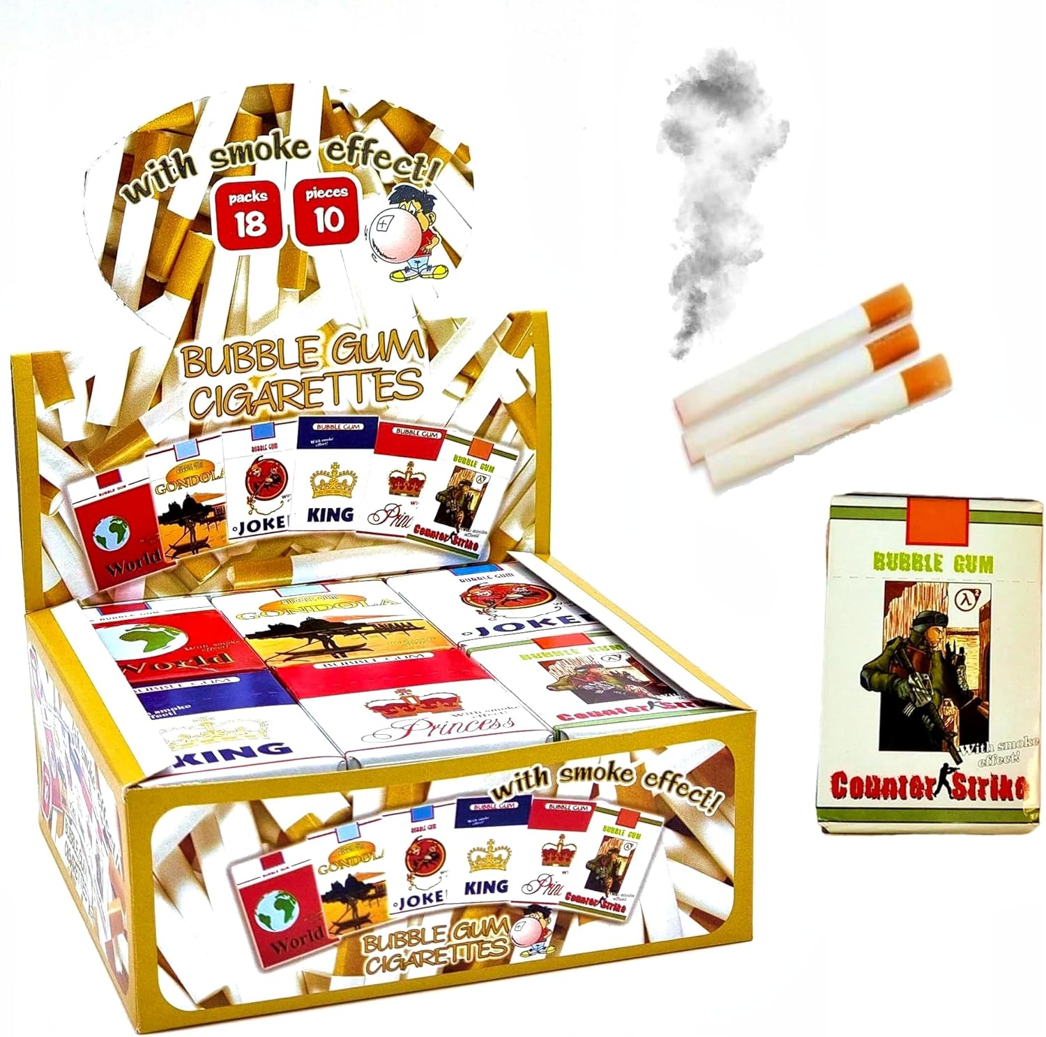Bubble Gum Cigarettes with Smoke Effect! 1 Full Box with 6 Different ...