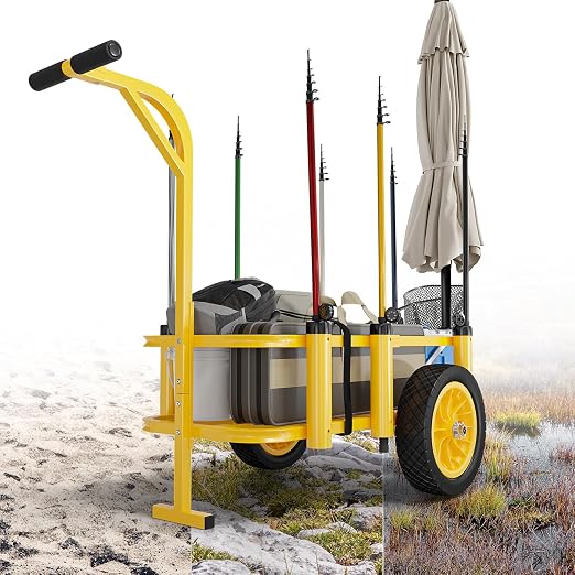 Amazon.com : Bonnlo Beach Fishing Cart, Beach Wagon Trolley with 12 ...