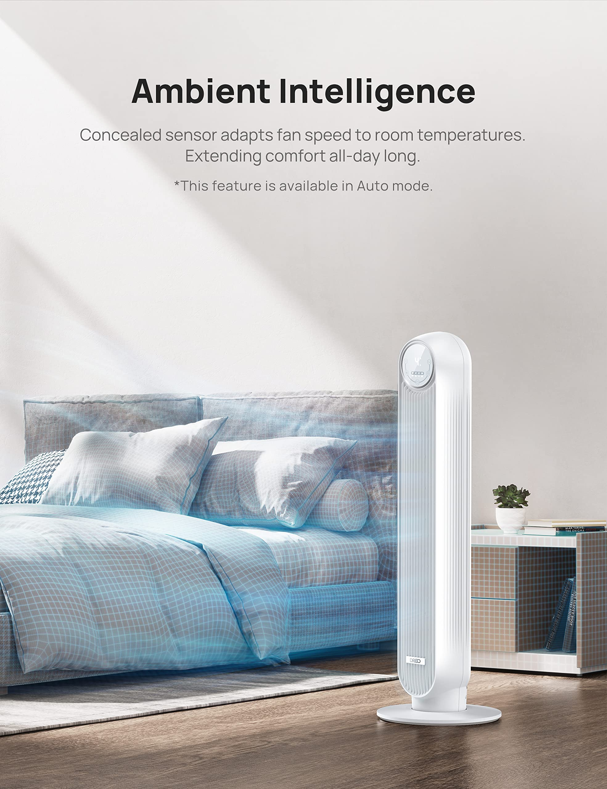 Snapklik.com : Dreo Tower Fan For Bedroom, 25ft/s Velocity Quiet Floor ...