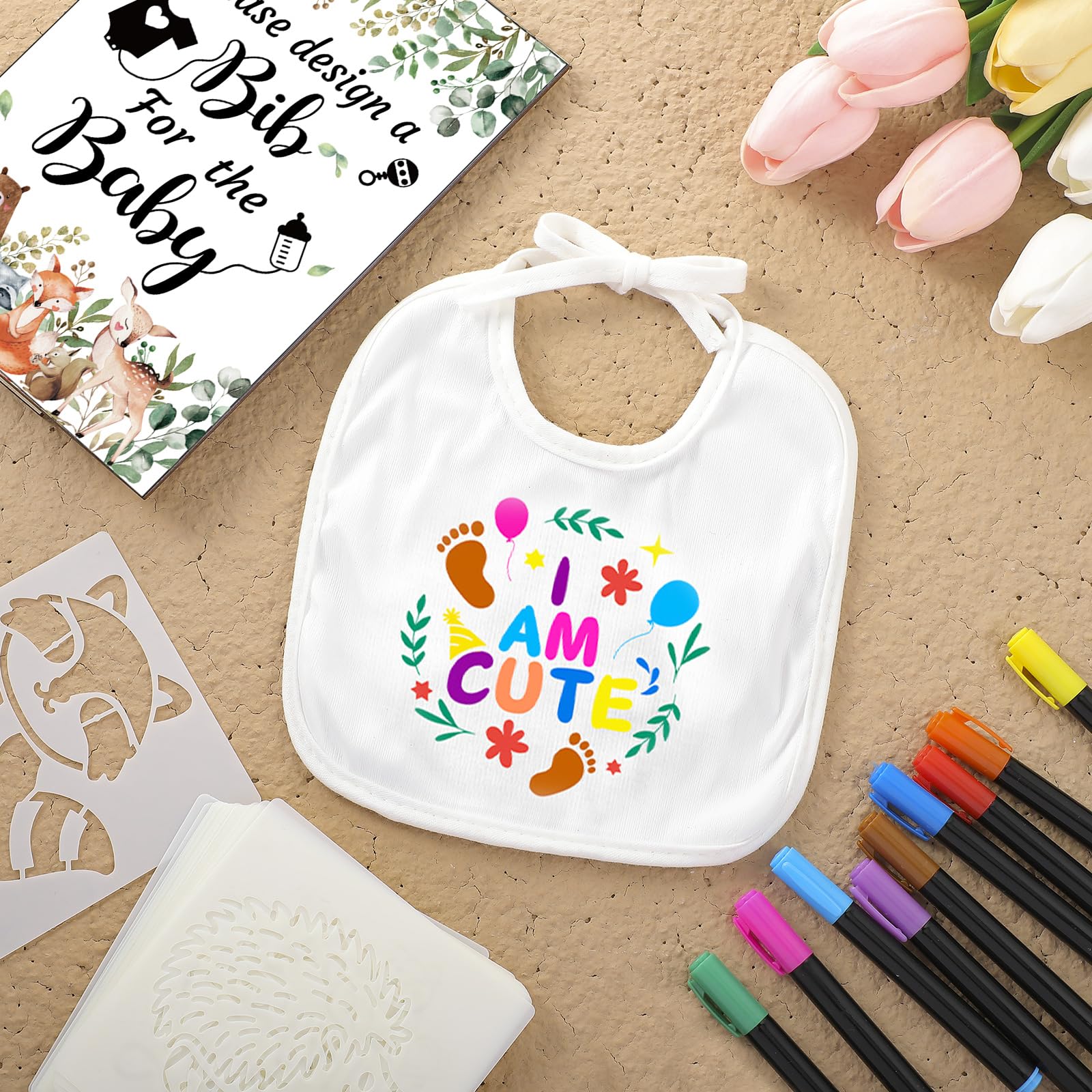 Snapklik.com : Newwiee 55 Pcs White Bibs For Baby Decorating Design A ...
