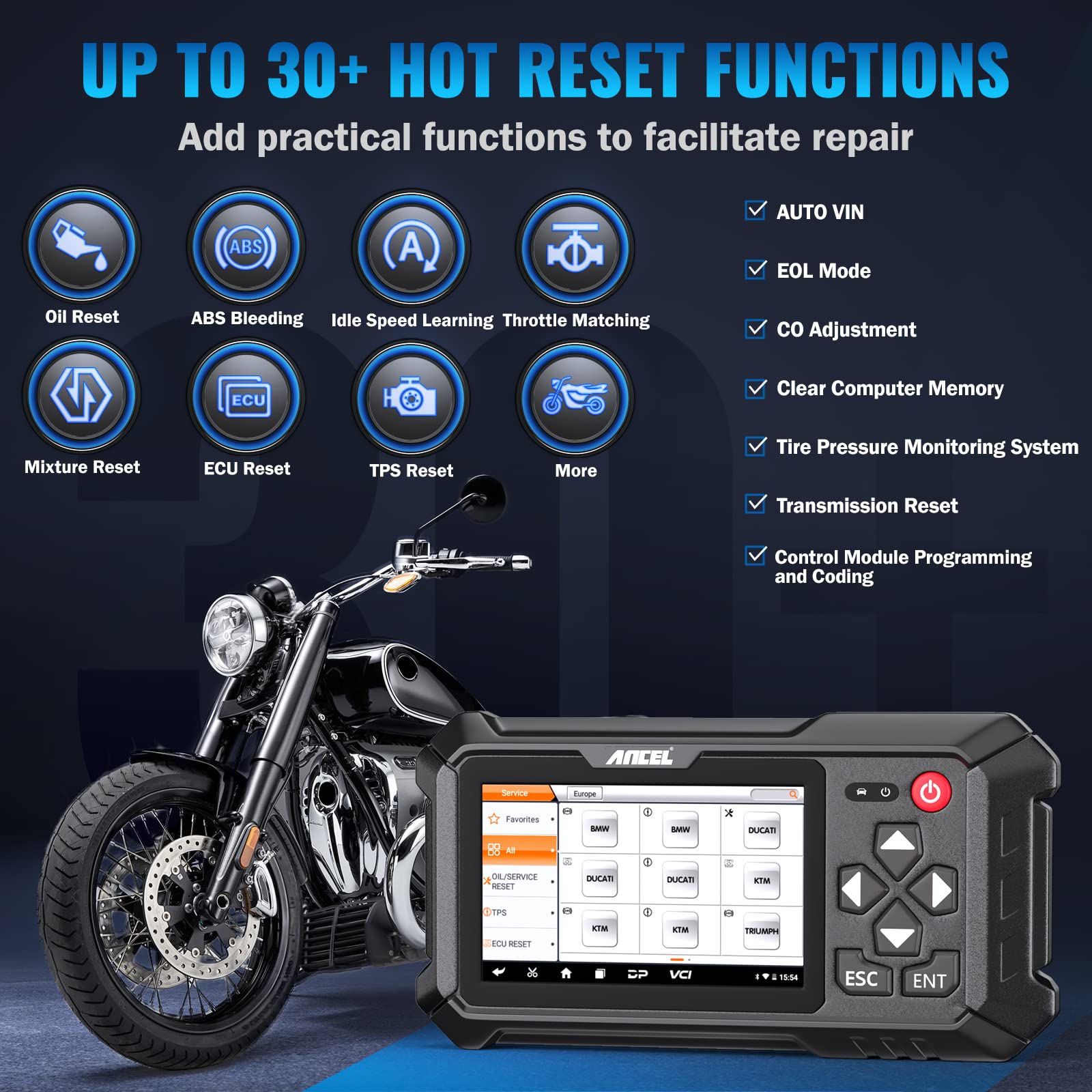 Premium Line ANCEL MT500 PRO 全システム オートバイ診断スキャンツール BMW Ducati KTM ...