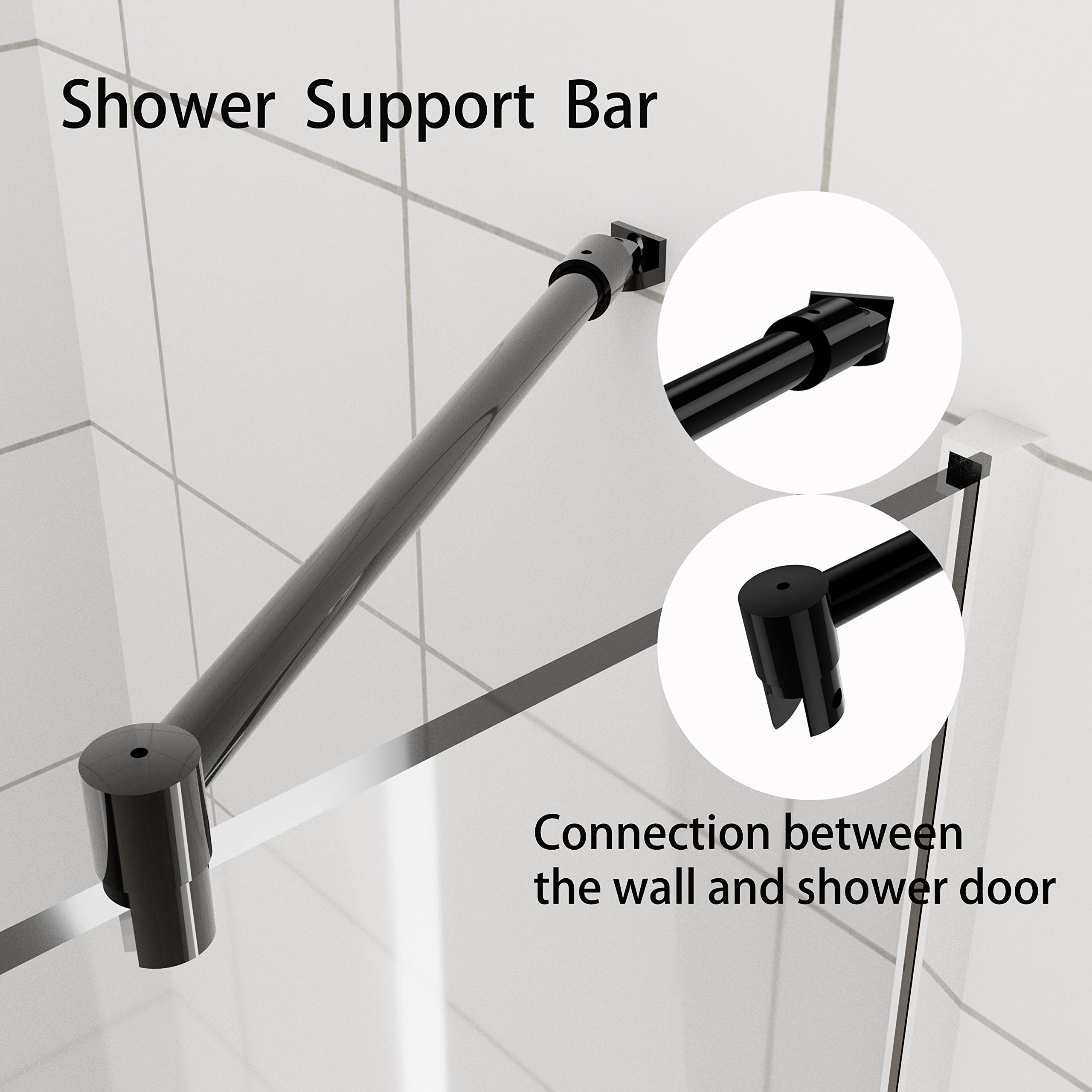 Snapklik.com : Shower Door Glass Support Bar,180 Degrees Wall-to-Glass Support Arm For 5/16 To 1 ...