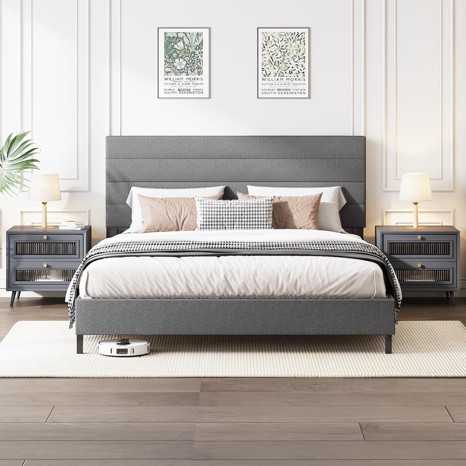 Amazon.com: Furnihome Queen Bed Frame, Modern Upholstered Bed Frame ...