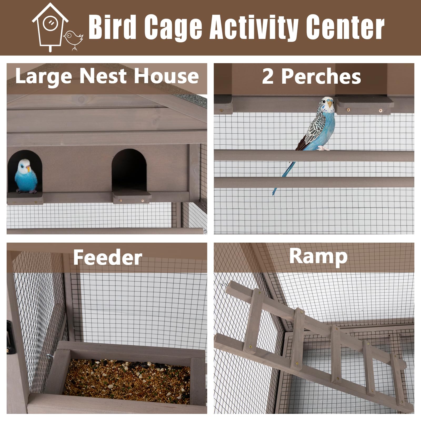 Snapklik.com : Ketive Flight Bird Cage Outdoor Large Wooden Bird Aviary Parrot Cage For Parakeet