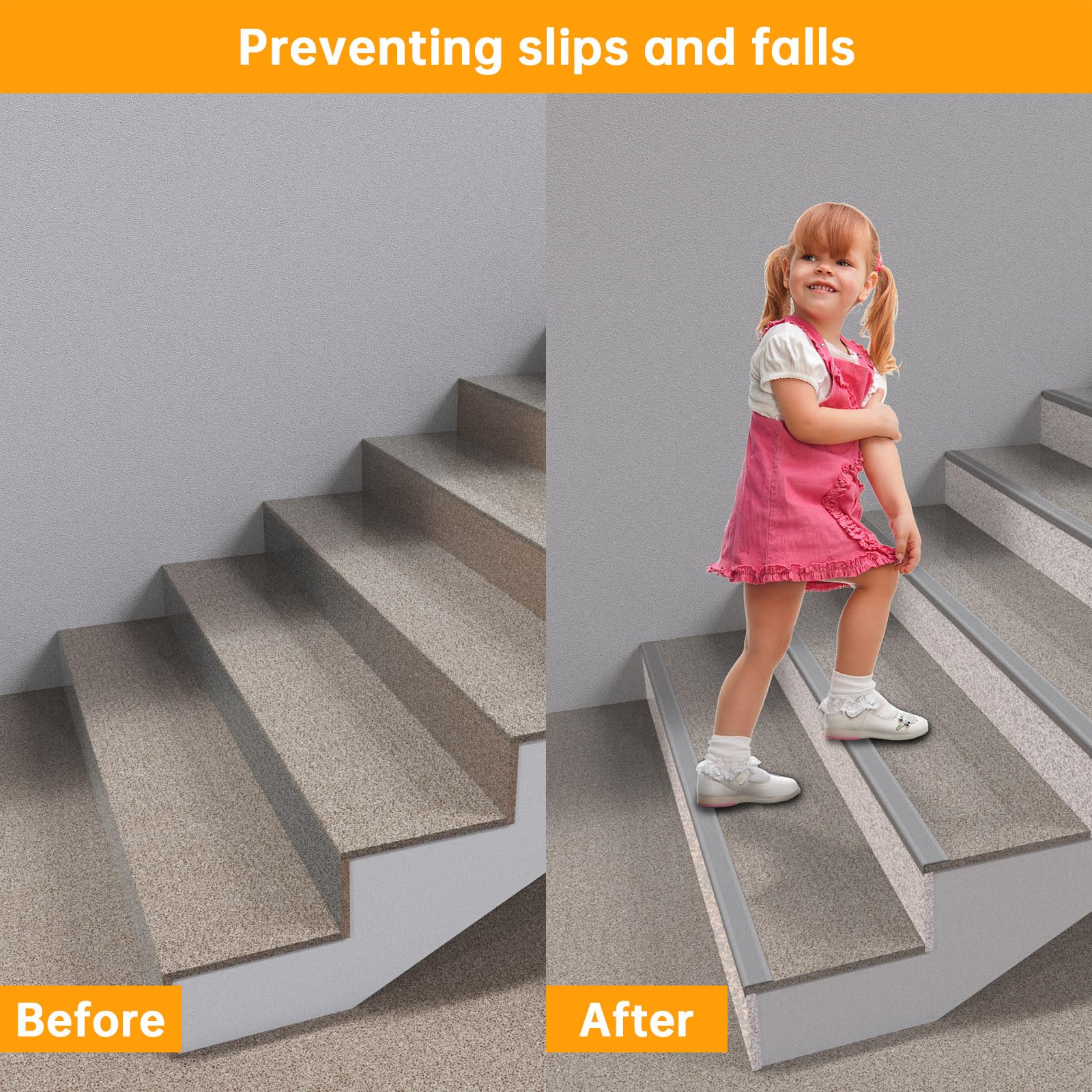 Snapklik.com : Stair Nosing,Self Adhesive Stair Edge Protector,Anti ...