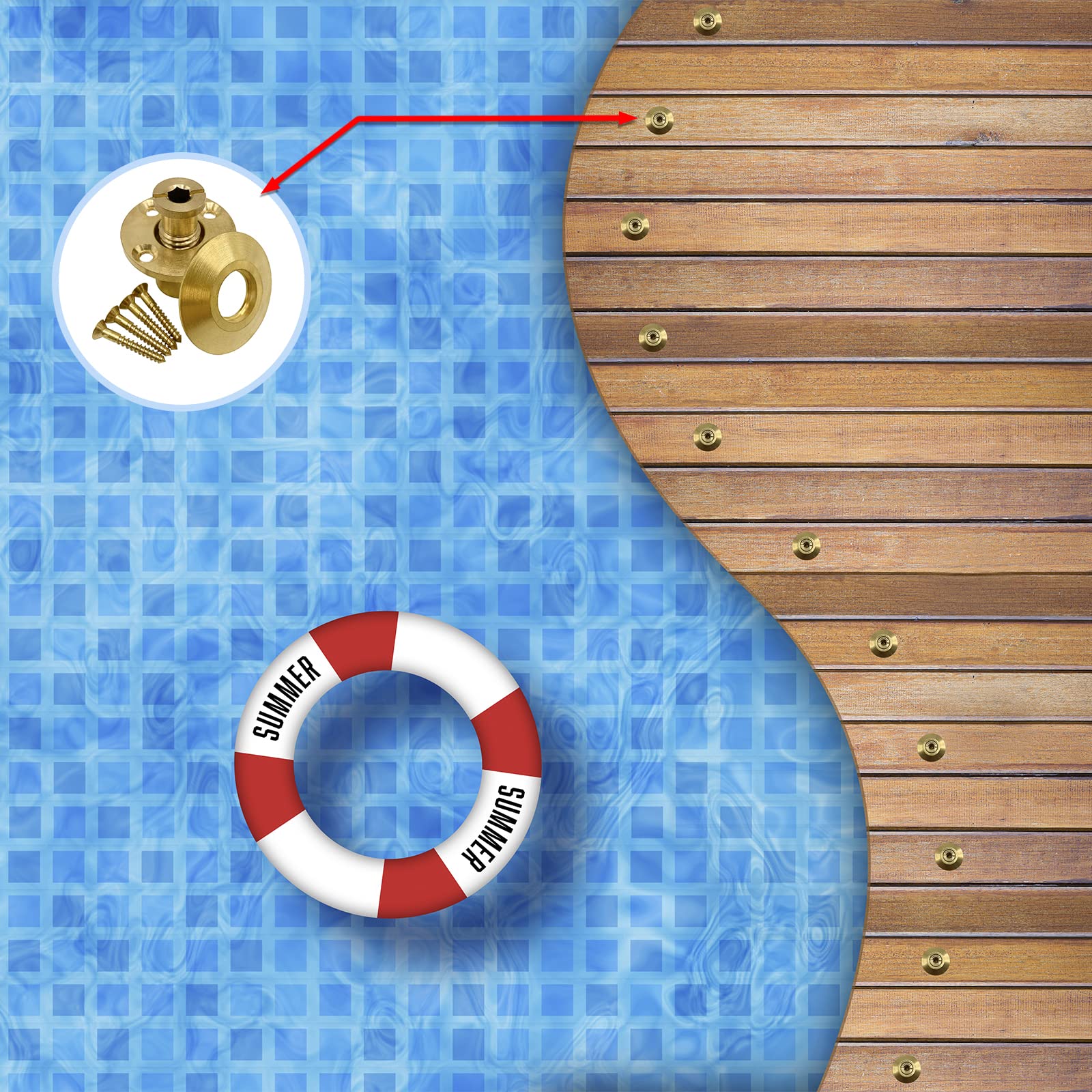 Snapklik.com : Poolzilla Pool Safety Cover Brass Anchor