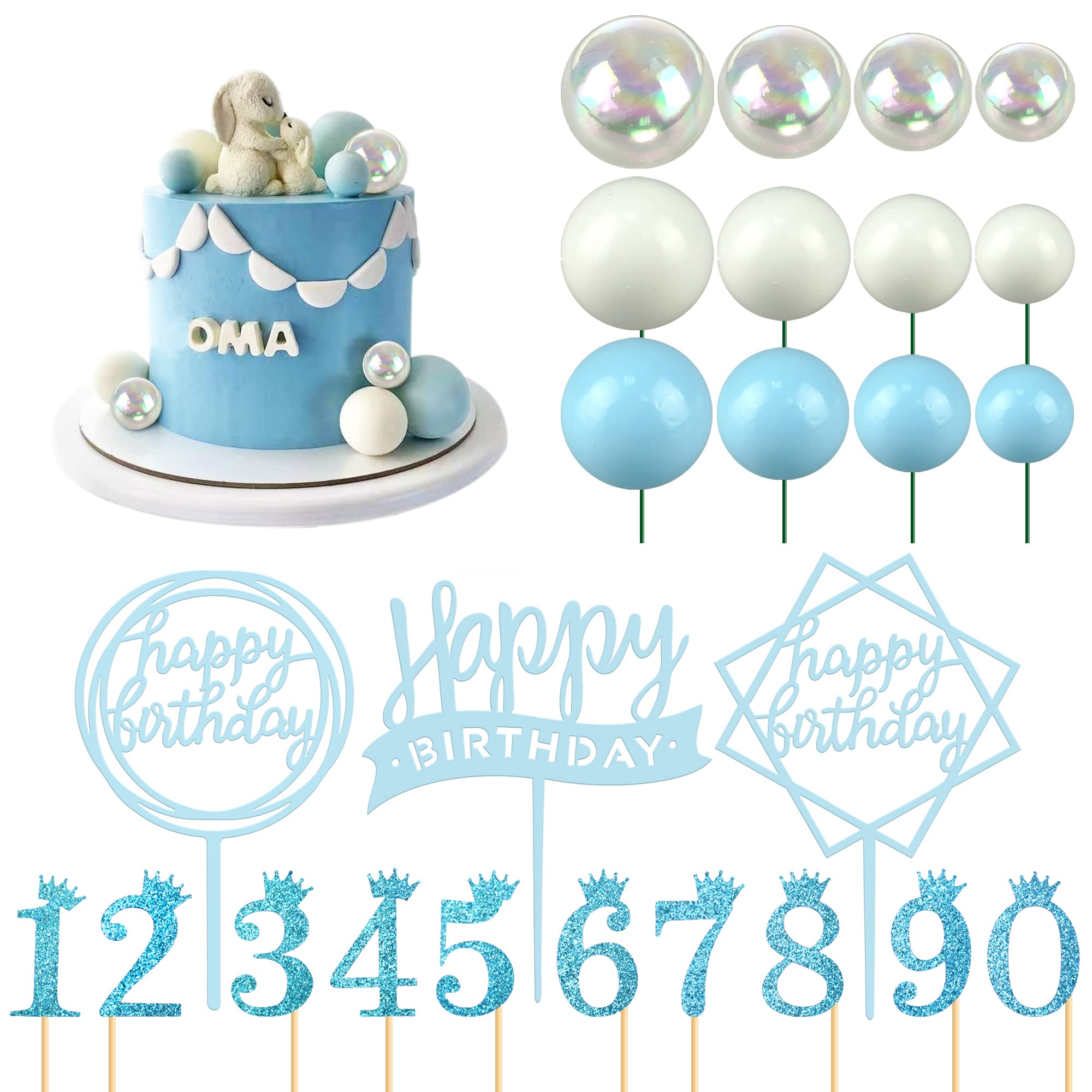 Buy 25 PCS Birthday Cake Topper Set, Acrylic Happy Birthday Cake ...