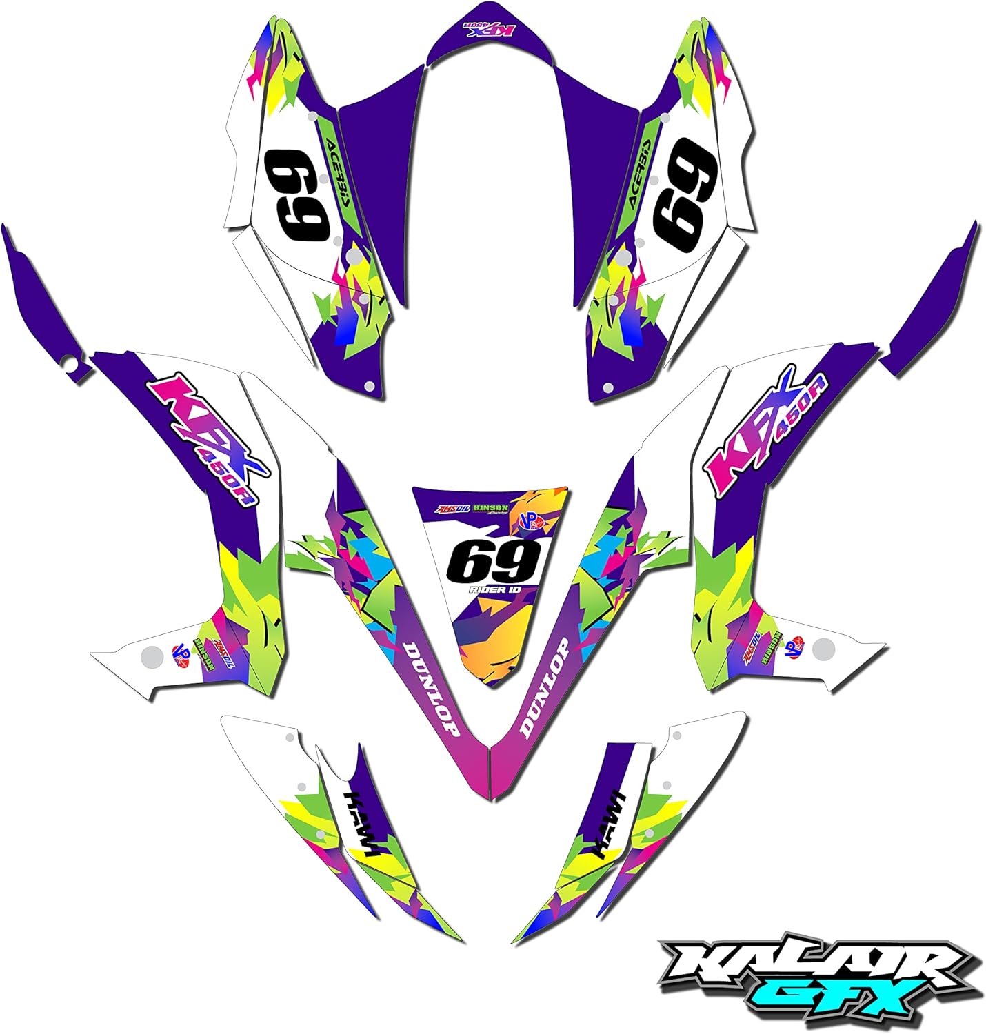 Amazon.com: Kalair GFX Graphics Kit for Kawasaki KFX 450R (2008-2014 ...