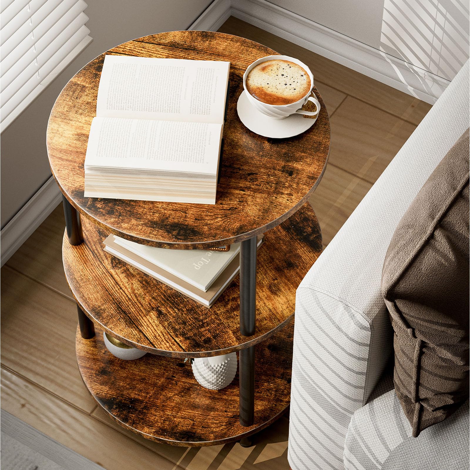 Amazon.com: XBurmo Small Round End Table - 3 Tier Design Accent Table ...