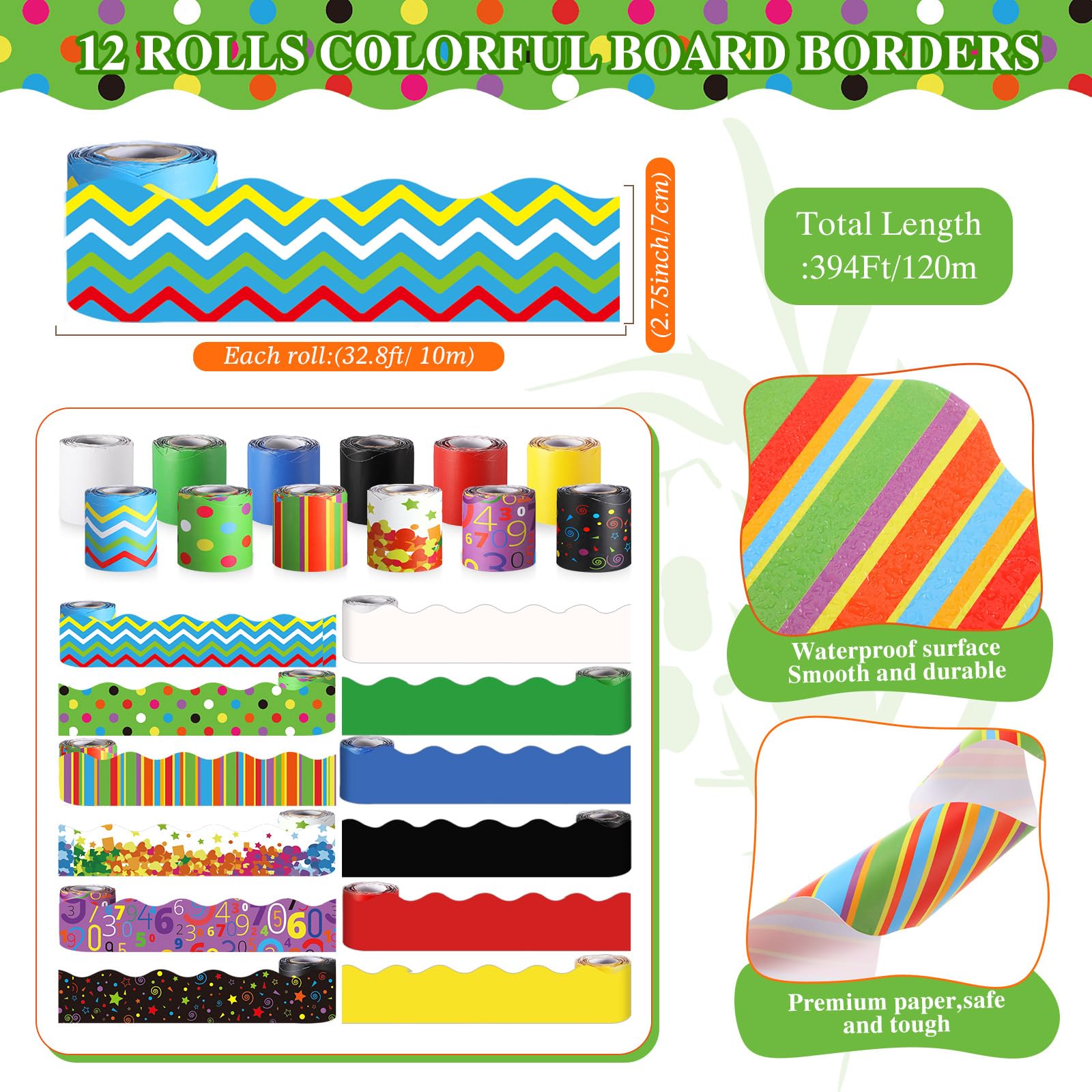 Math Borders Bright Colors Abstract Colorful Alphabet Ornament Border