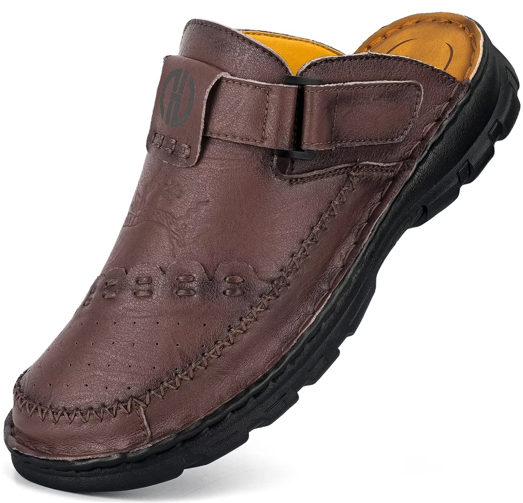 Amazon.com | BUGUKI Mens Leather Clogs Mules Summer Slip-on Casual ...