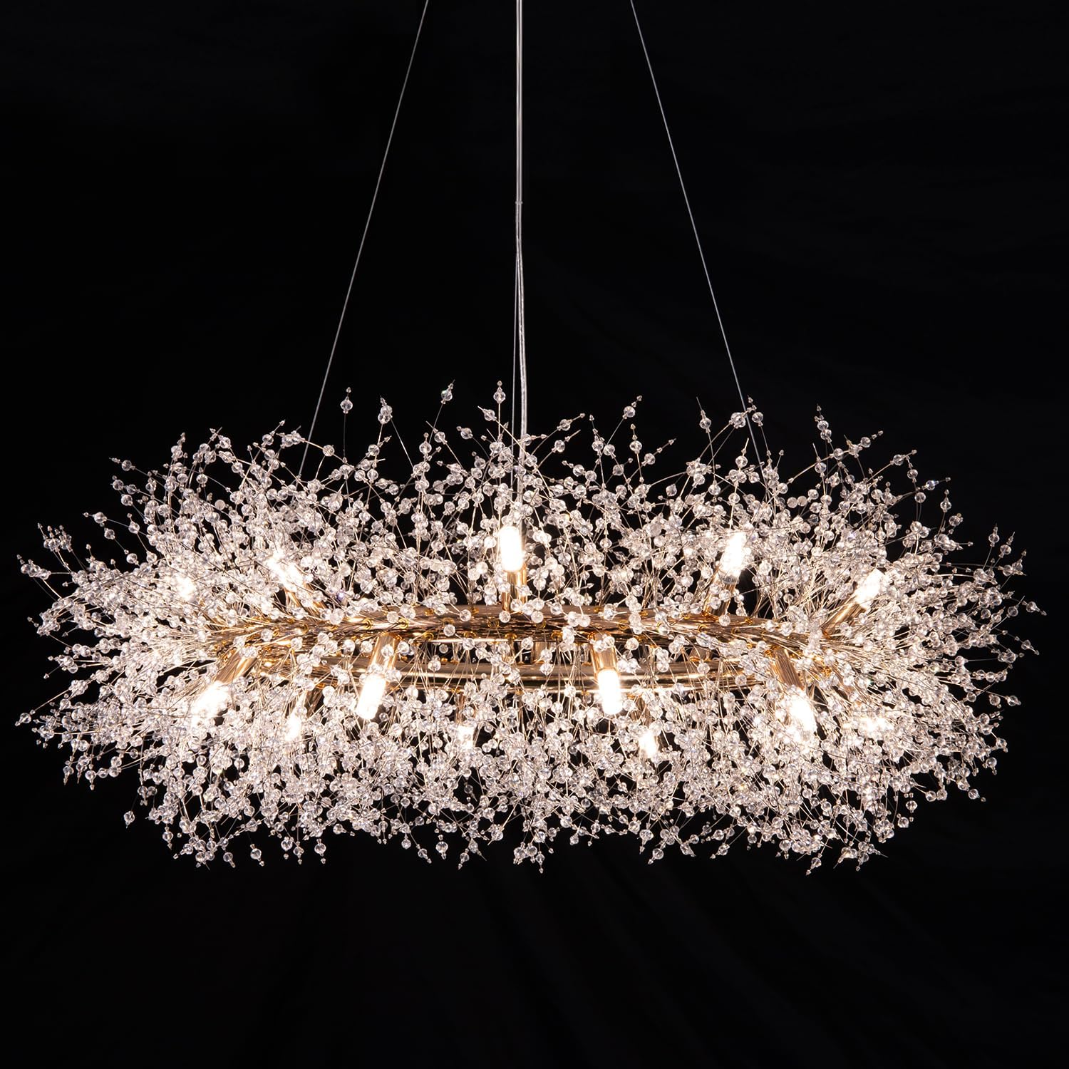Wellmet Firework Chandelier 38 inch, Modern Crystal Chandelier Gold ...