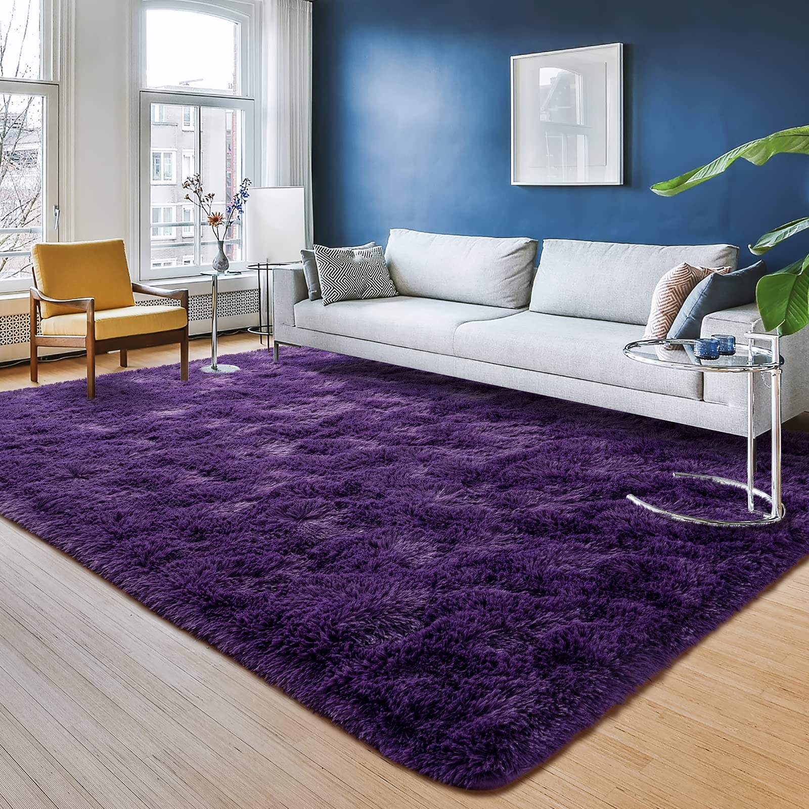 Amazon.com: Przemy Dark Purple Area Rug for Living Room, 5x8 Feet ...