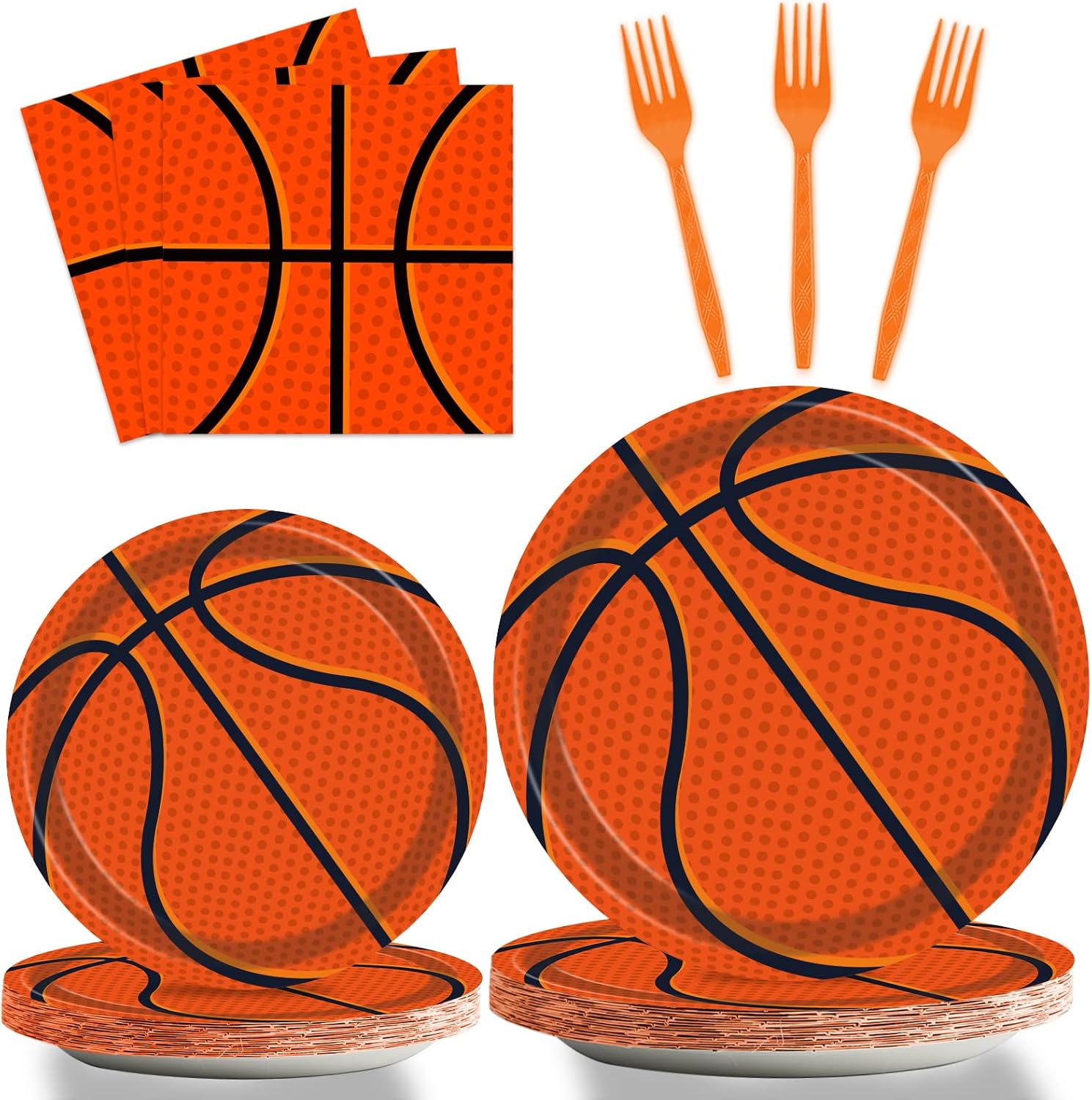 Amazon.com: 96Pieces Basketball Tableware Set Sport Party Disposable ...