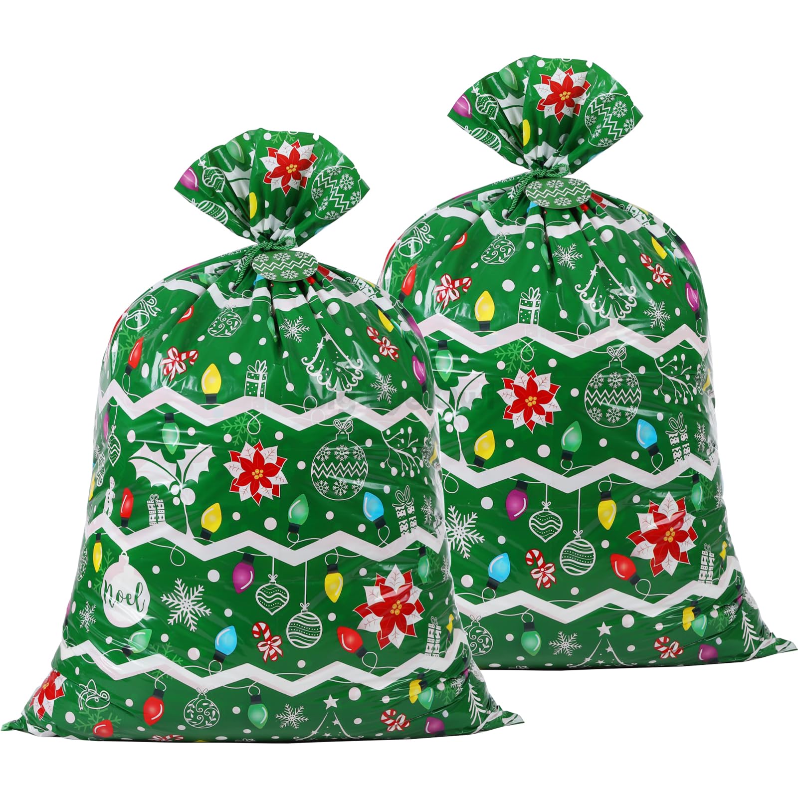 Amazon.com: Large Christmas Gift Bags Extra Huge Plastic Gift Bag 2 Pcs ...