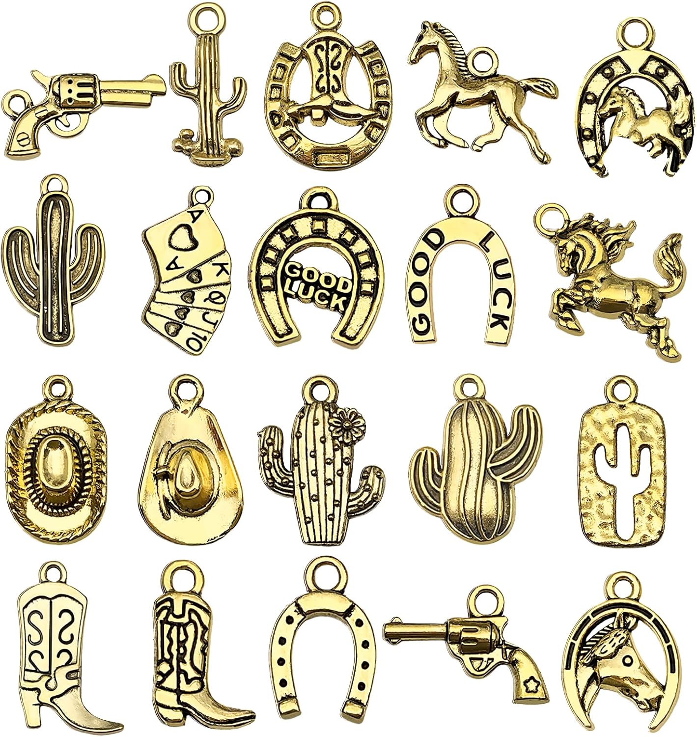 Amazon.com: Fsnjcz 60 Pcs Western Cowboy Charms Antique Alloy Boot Hat ...