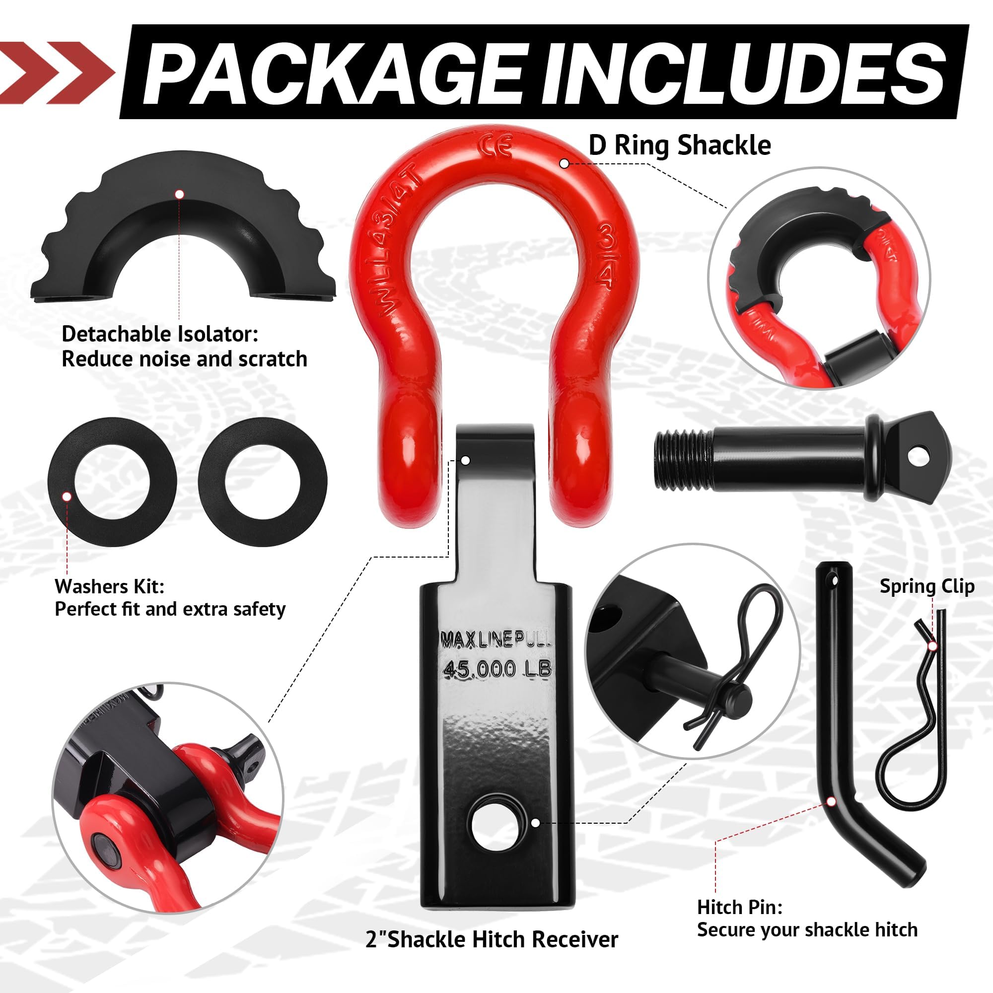Snapklik.com : FSUON Shackle Hitch Receiver Set 2"
