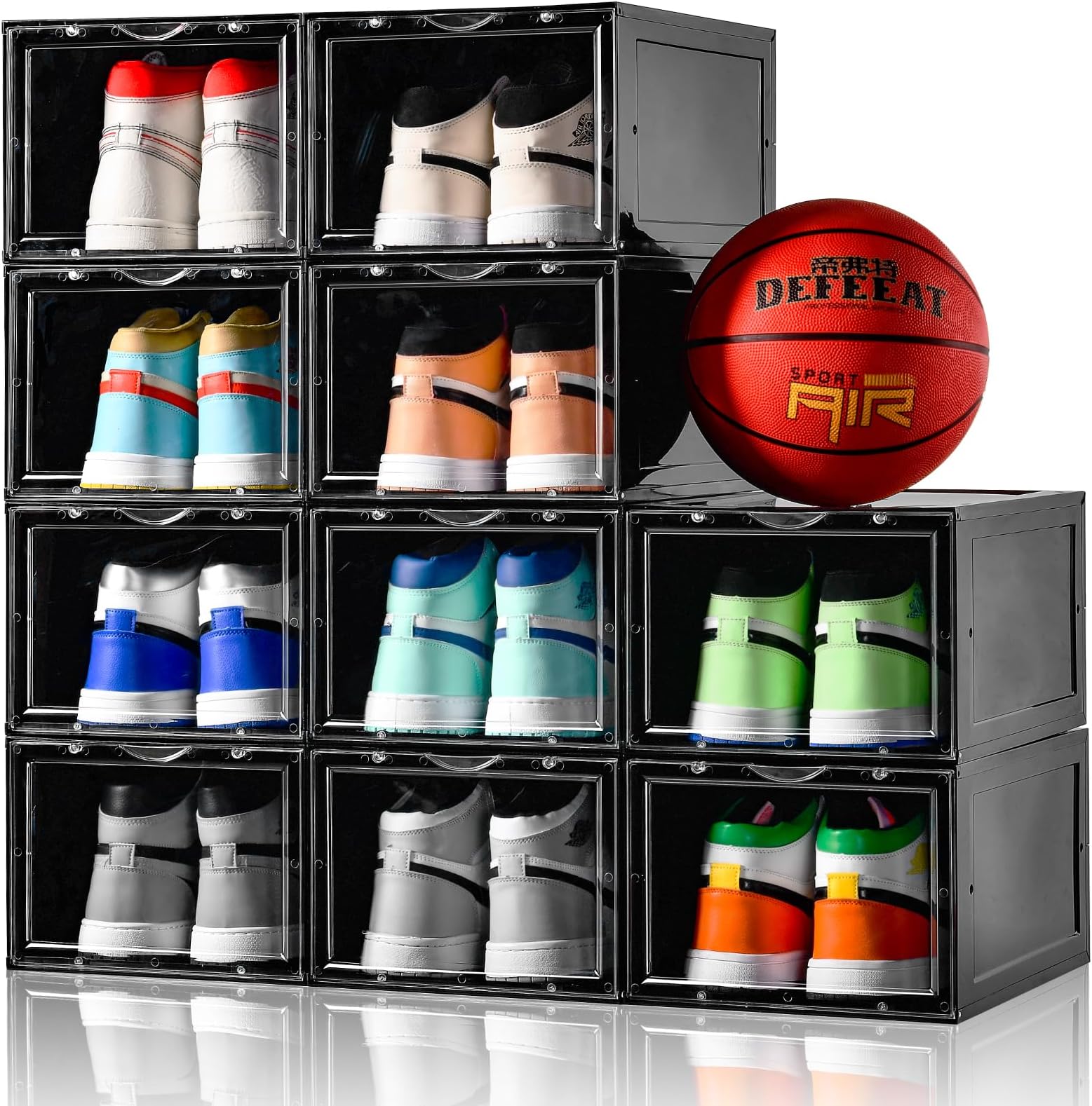 Amazon.com: Clemate Shoe Storage Box,Set of 10,Shoe Box Clear Plastic ...