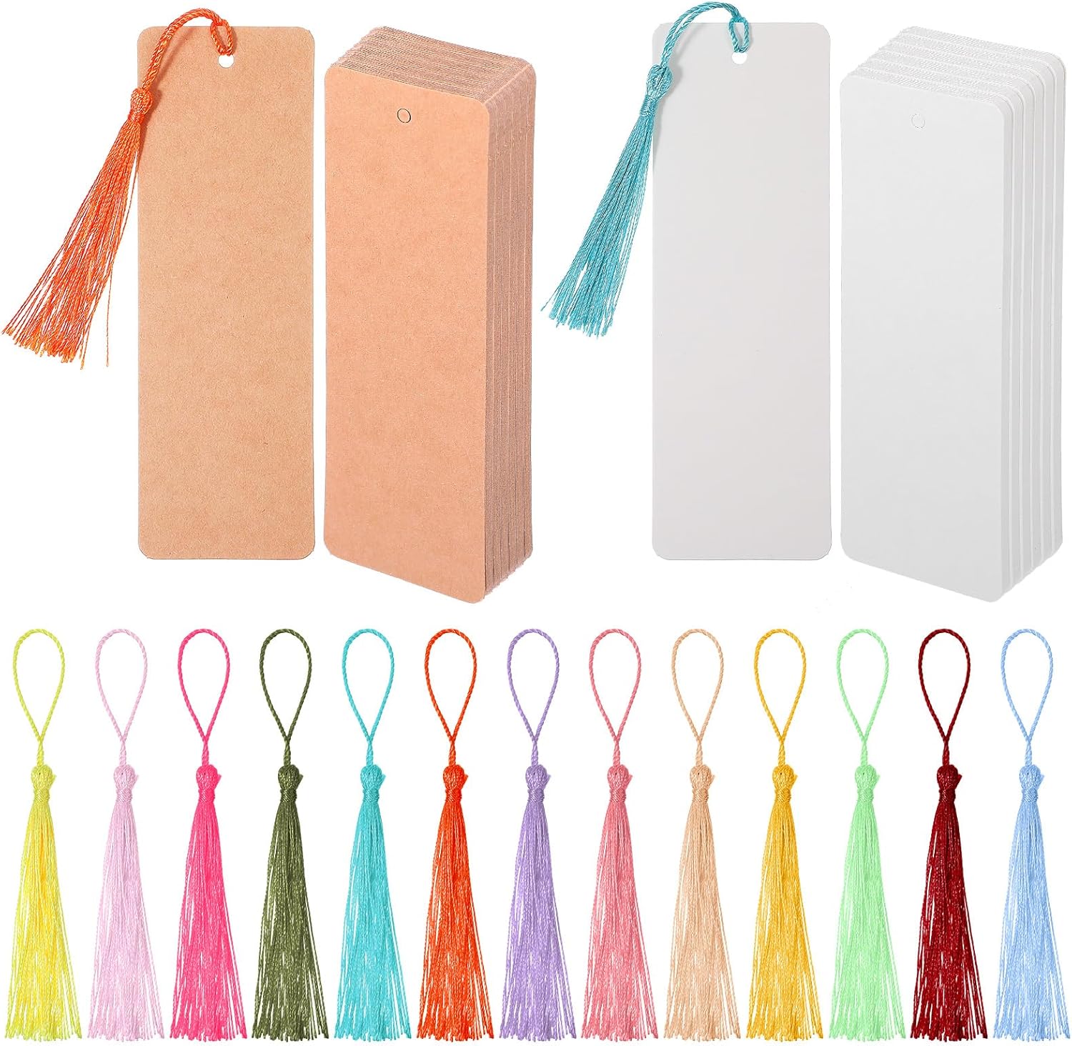 YUXIANLB 40 Pcs Wood Bookmarks Blank DIY Wooden Bookmarks Craft Paper ...