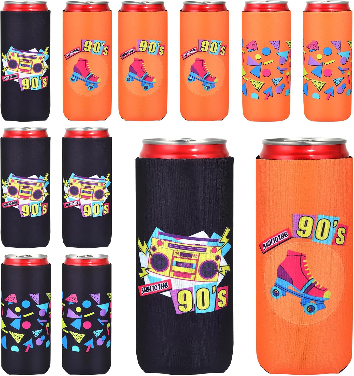 Amazon.com: 12 PCS Retro 80s 90s Vintage Beer Can Coolers Sleeves ...