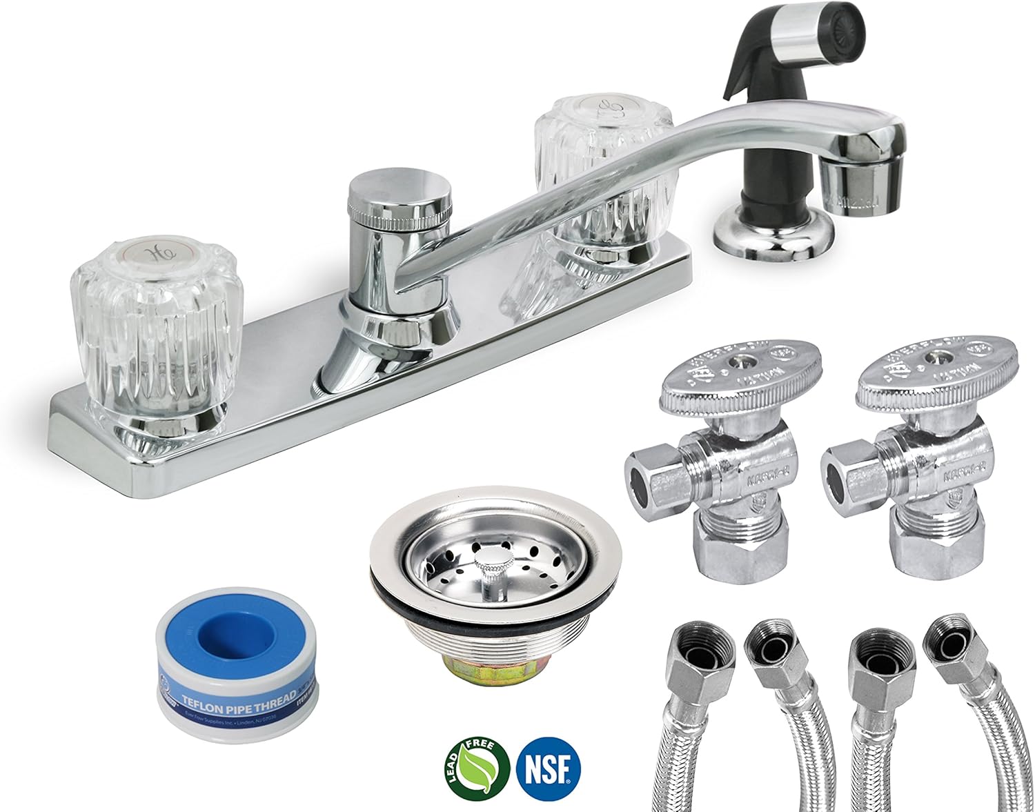 EverFlow Two Handle Kitchen Faucet Complete Installation Kit KFKT17183 ...