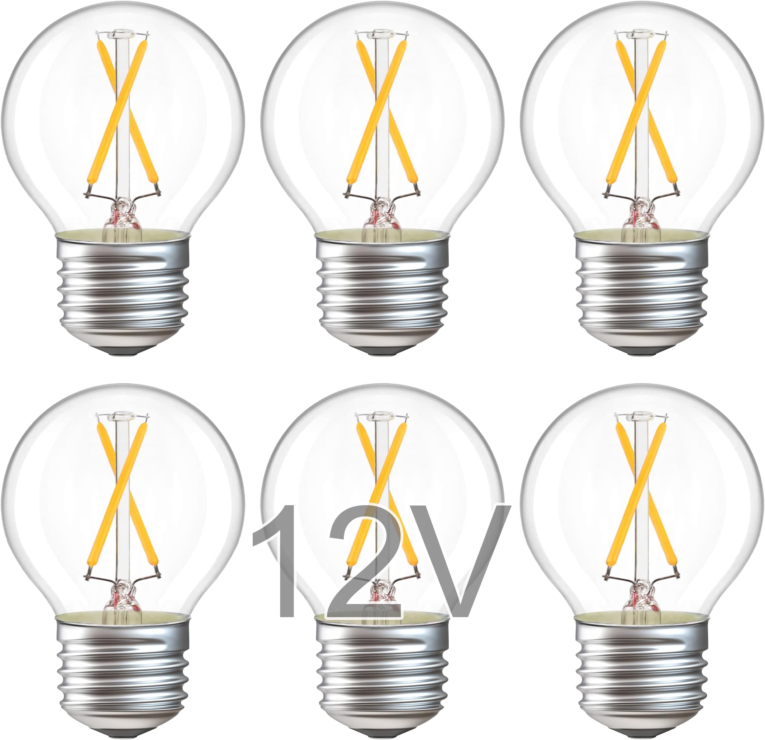 TOKCON 12 Volt E26 Edison LED Light Bulbs - Soft Warm 2700K 2W (Only ...