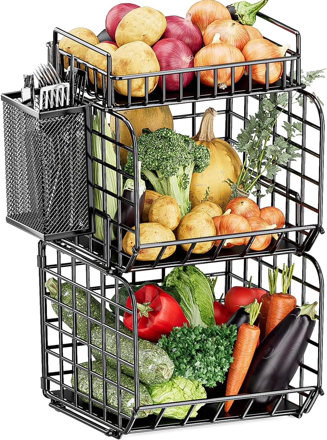 Amazon.com - Wire Storage Basket - Stackable Hanging Wall Shelf - Fruit ...