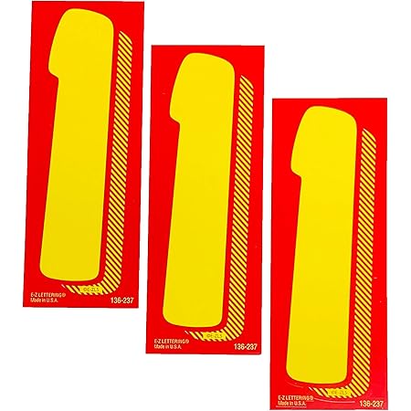 Amazon.com: EZ Line Vinyl Decals for Cars Red and Yellow Large Number ...