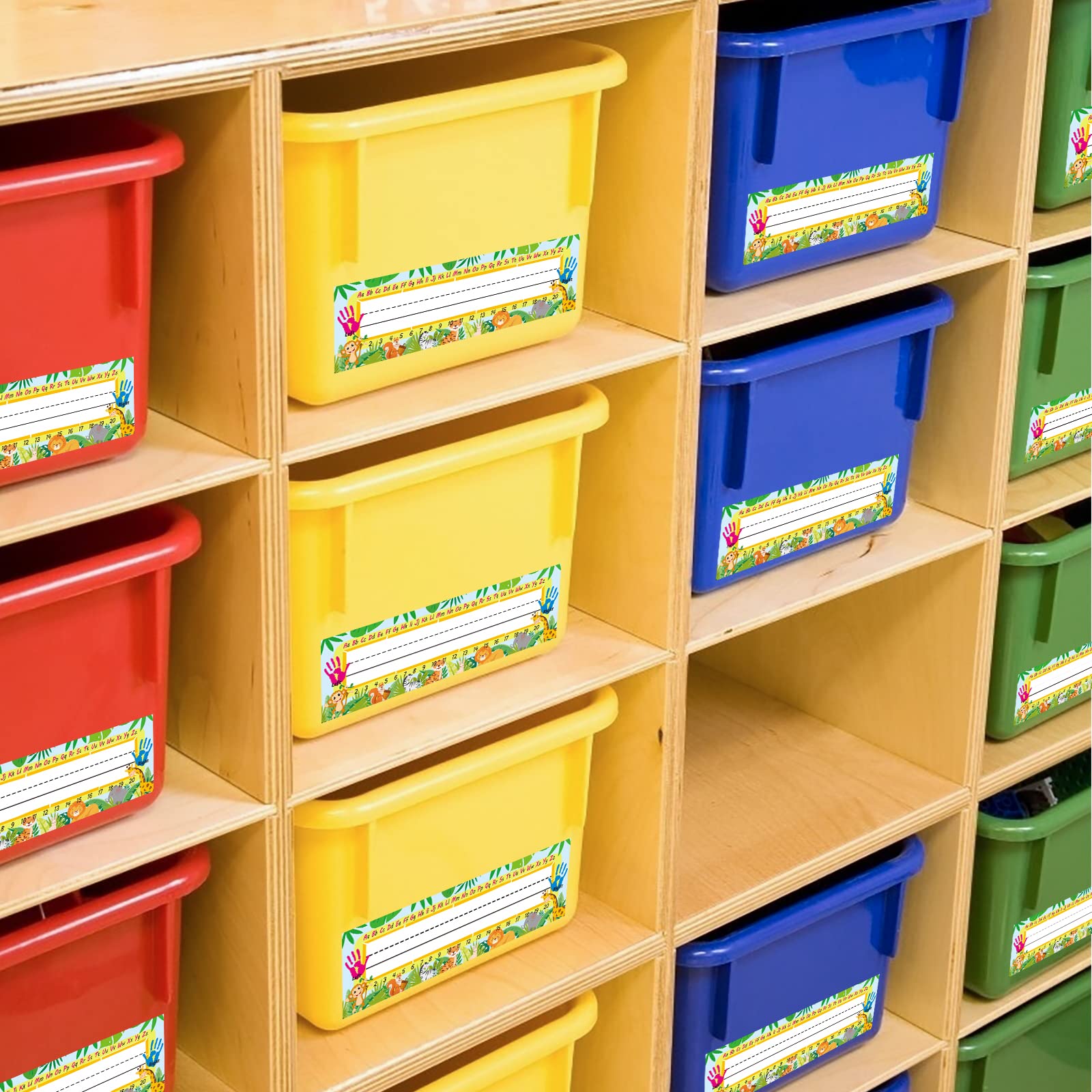 Snapklik.com : 50 Pack Safari Animals Desk Name Tags Classroom Nameplates