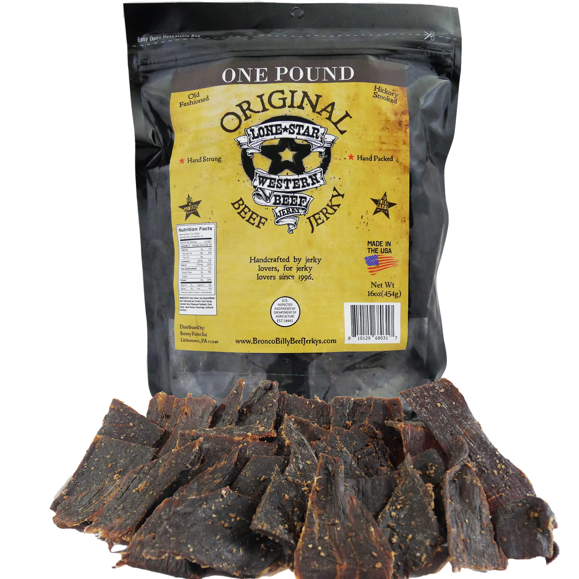 Amazon.com: Lone Star Original Flavored Beef Jerky - 1 Pound Resealable ...
