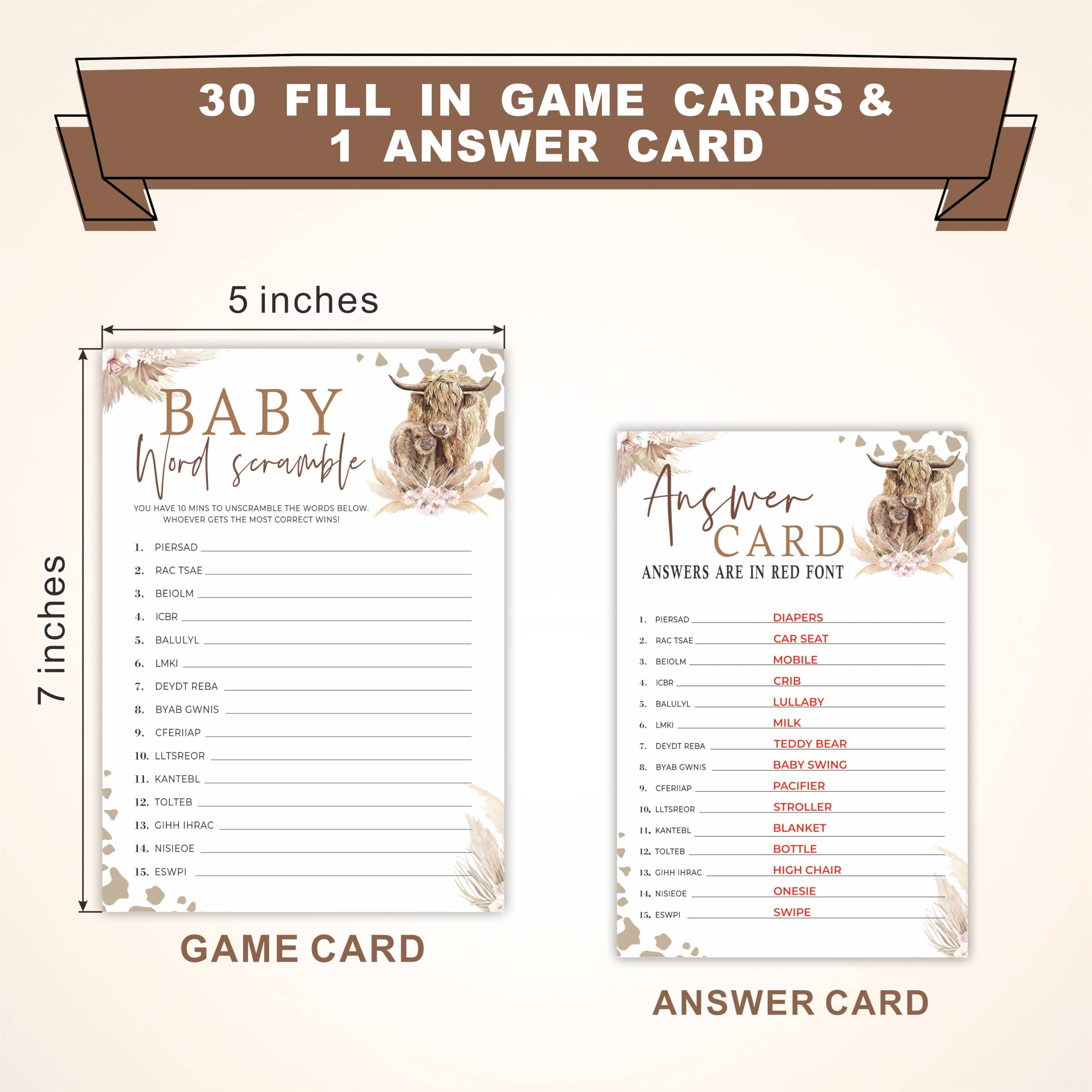Cowboy Baby Shower Word Scramble Baby Shower Game Printables