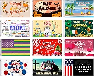 Amazon.com : Set 12X Seasonal Polyester Flags 3x5 Feet - Spring Summer ...