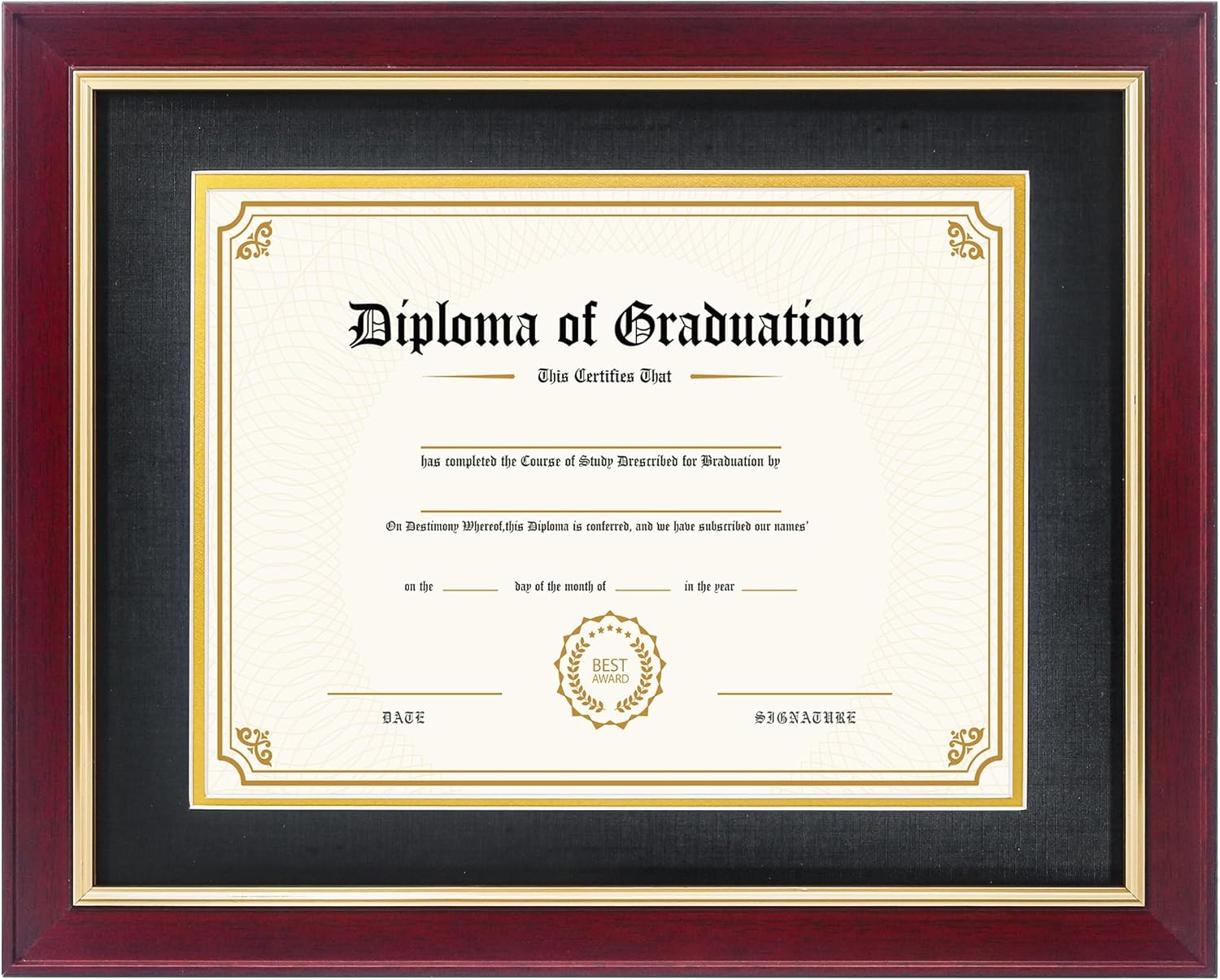 Amazon.com - FramePro 8.5x11 Diploma Frame with Black over Gold Mat ...
