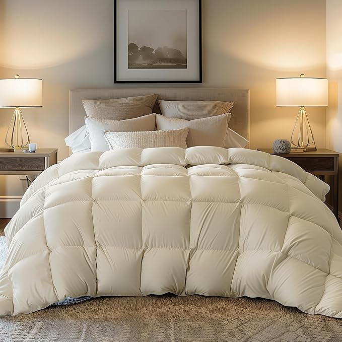 Amazon.com: puredown® Goose Feather Comforter Twin Size, All Season ...