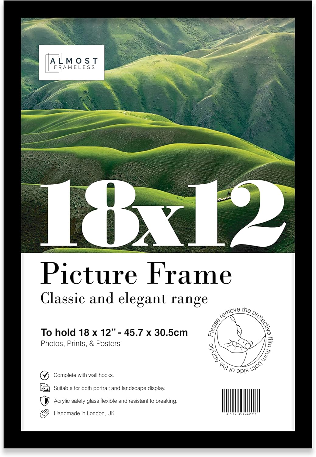 18x12 Inch Black Photo Frame Wall Mountable Picture Frame Standard