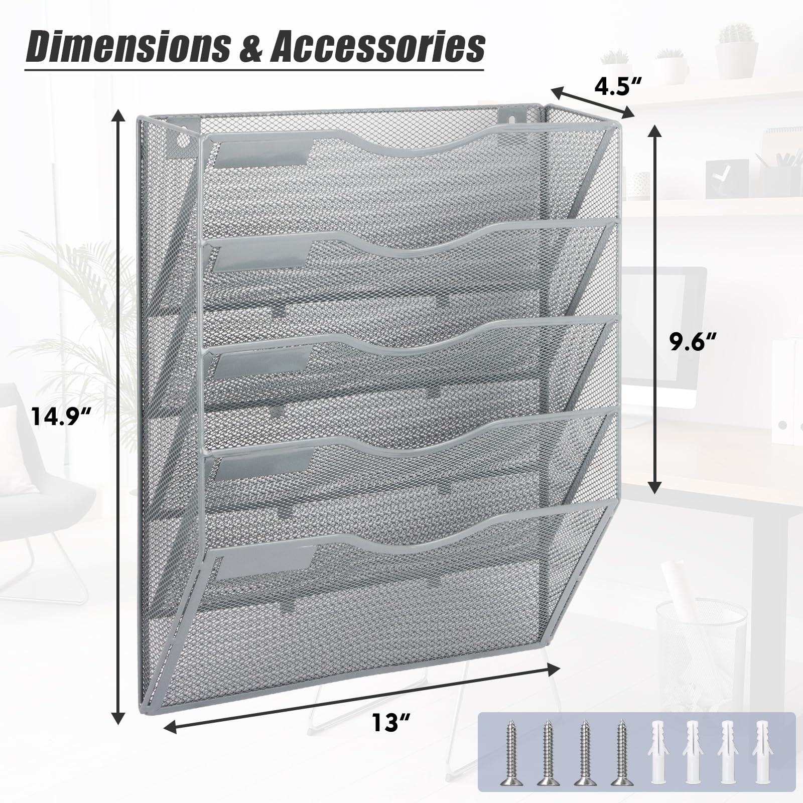 Snapklik.com : EASEPRES 5 Pocket Mesh Hanging Wall File Organizer, Wall ...