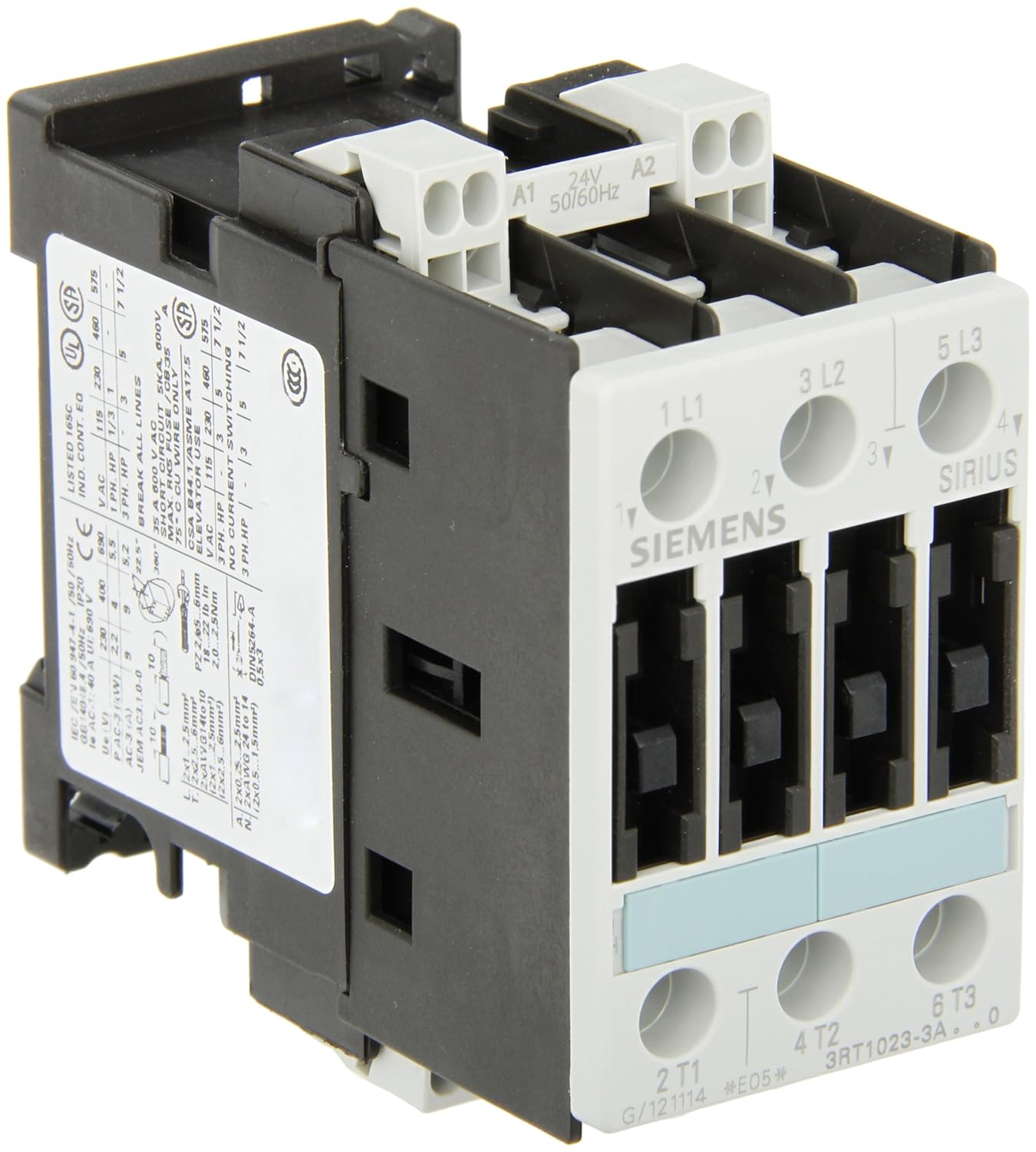 Siemens 3RT10 23-3AC20 Motor Contactor, 3 Poles, Spring Loaded ...