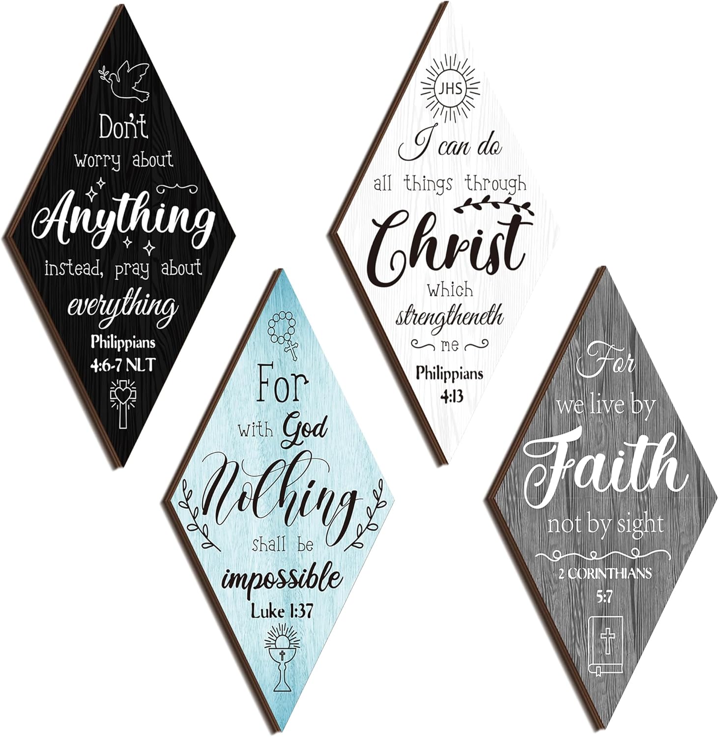 Amazon.com: Christian Inspirational Rustic Wall Decor - 4 Pcs Bible ...